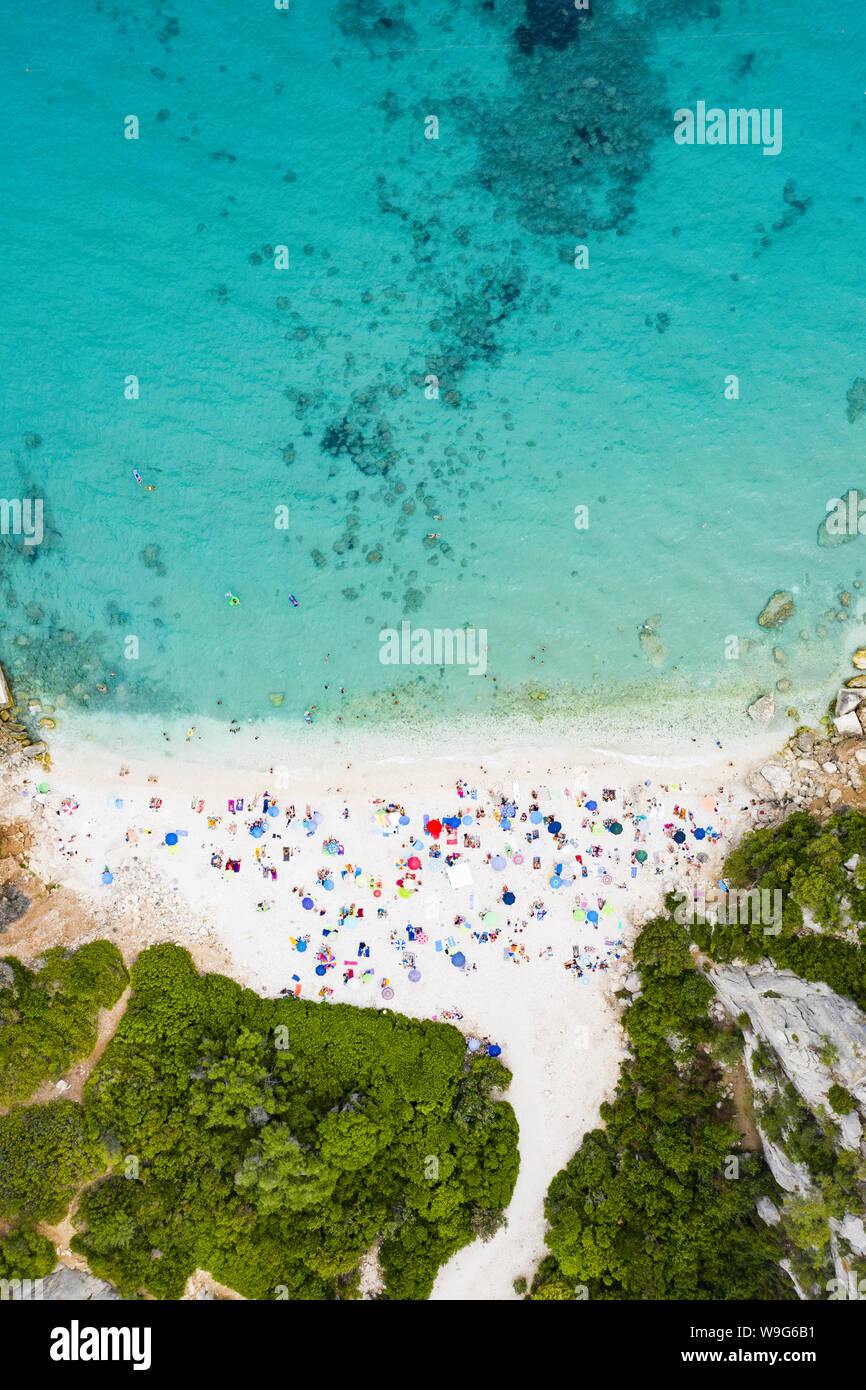 View from above, stunning aerial view of a beautiful beach full of ...