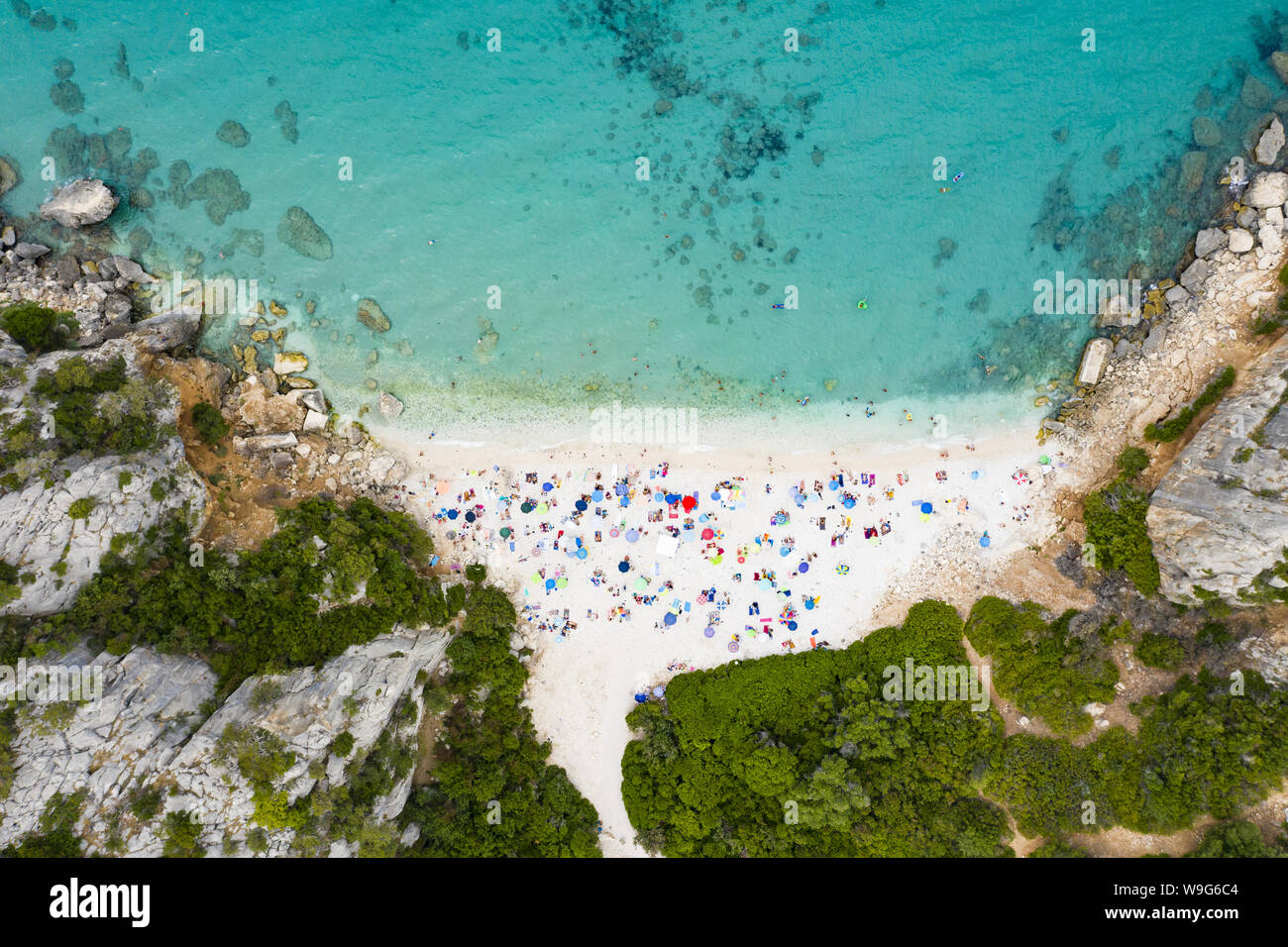 View from above, stunning aerial view of a beautiful beach full of ...