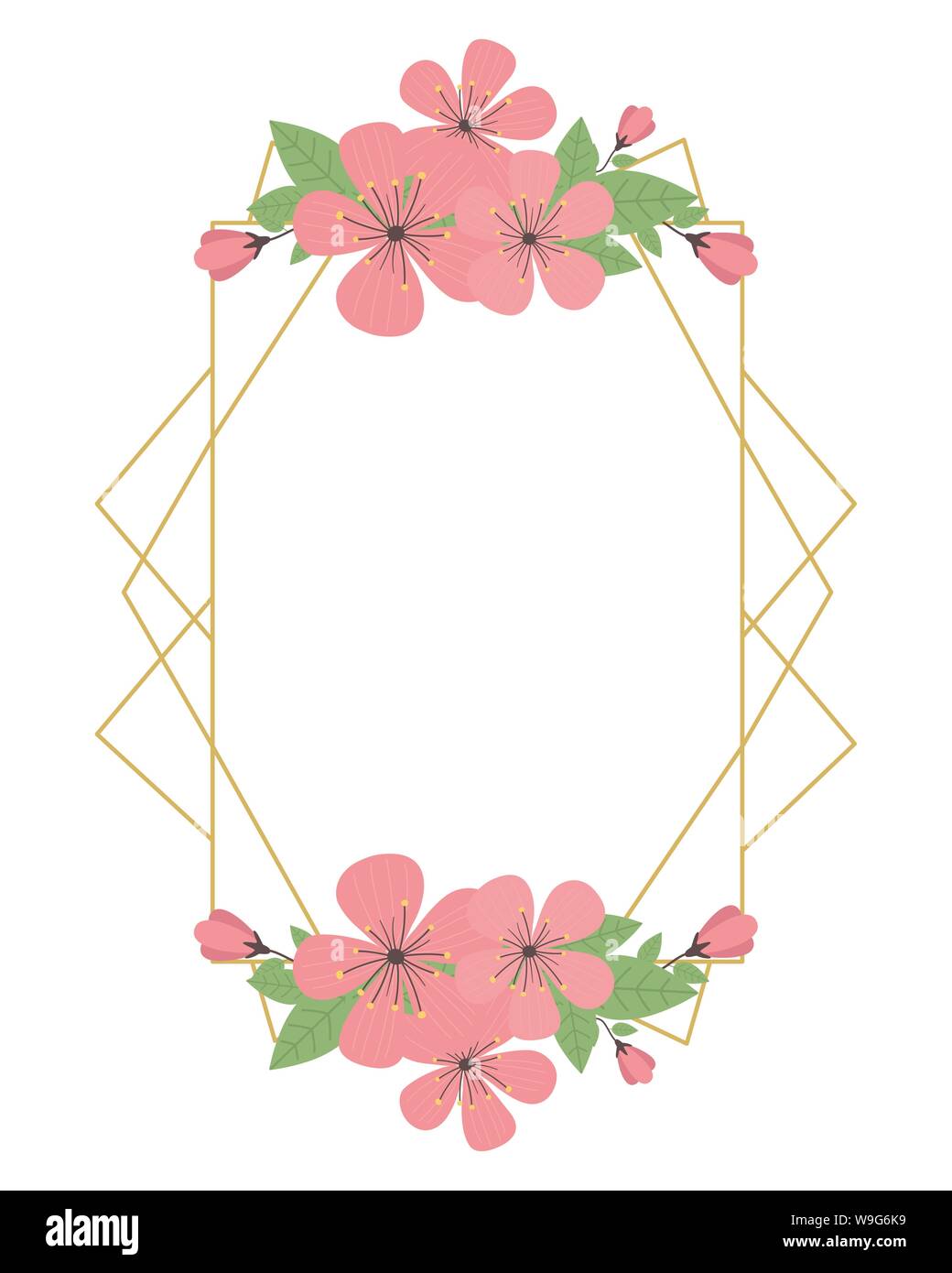 Flowers frame design, floral nature plant ornament garden decoration ...