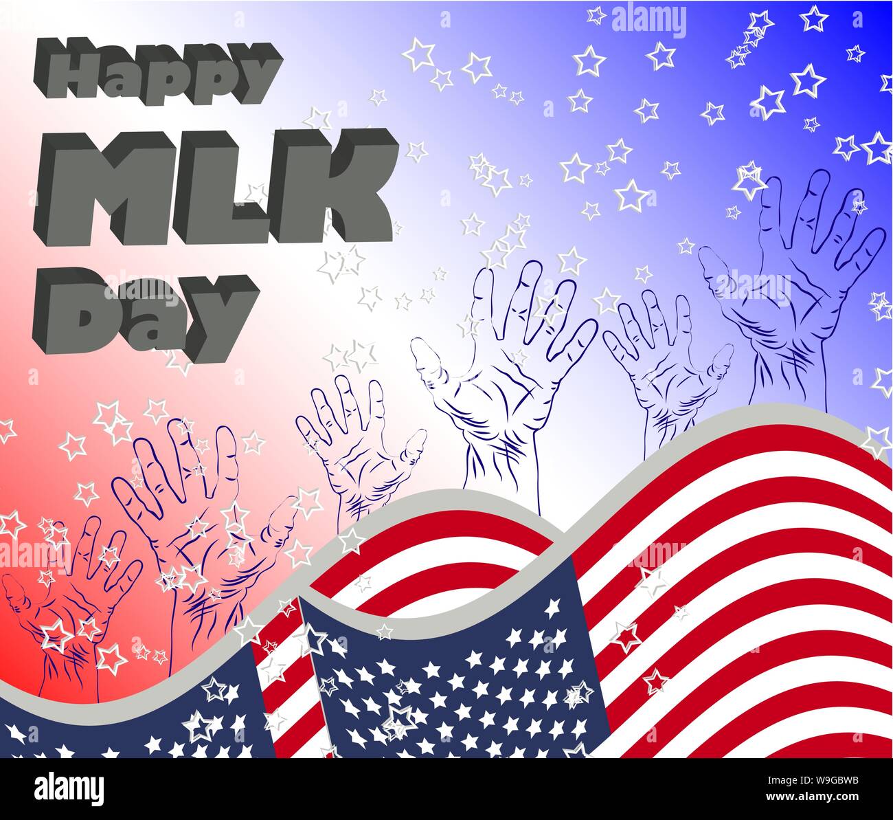 Martin Luther King Day, poster, banner, festive poster with white stars ...