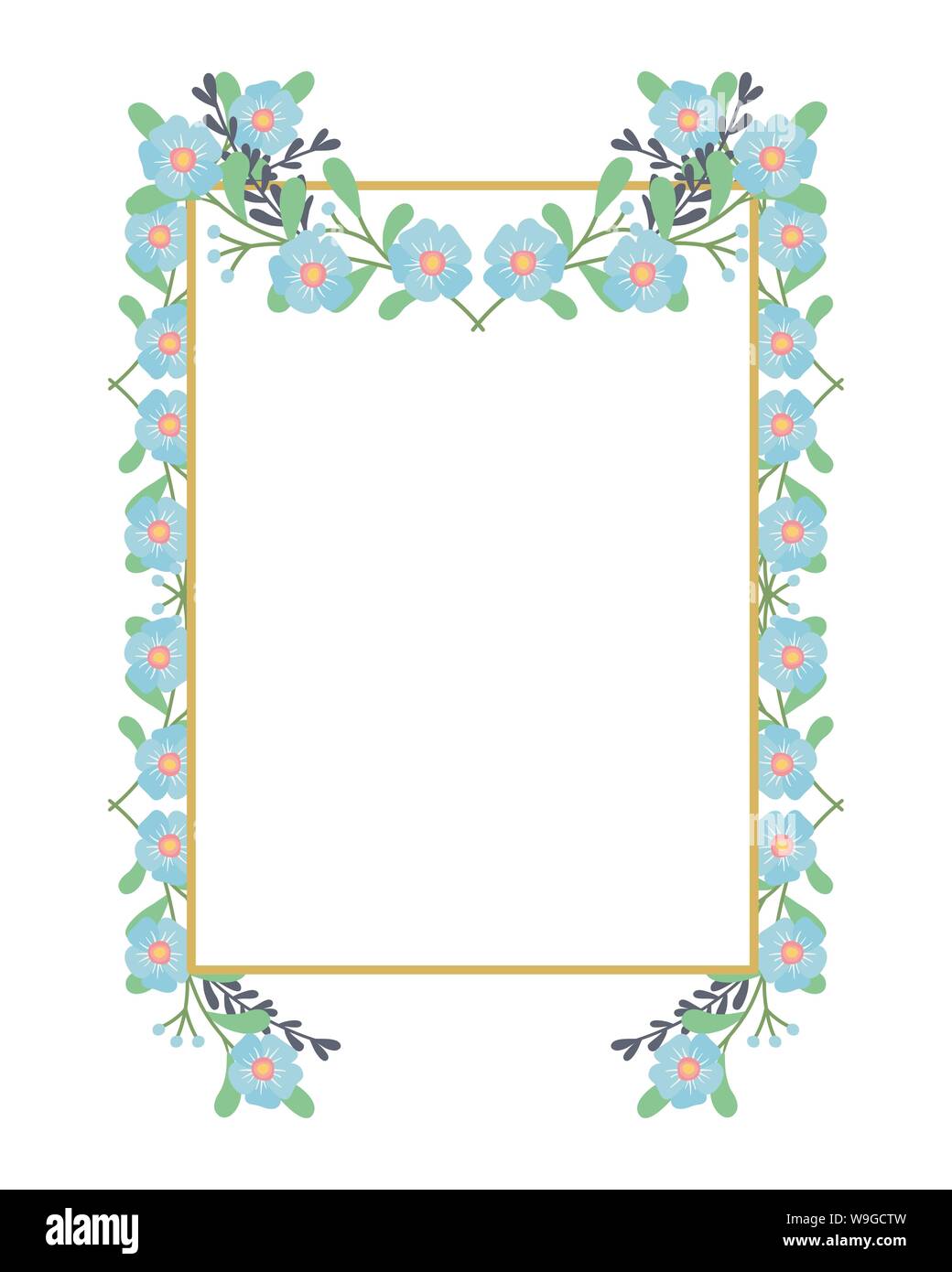 Flowers frame design, floral nature plant ornament garden decoration ...