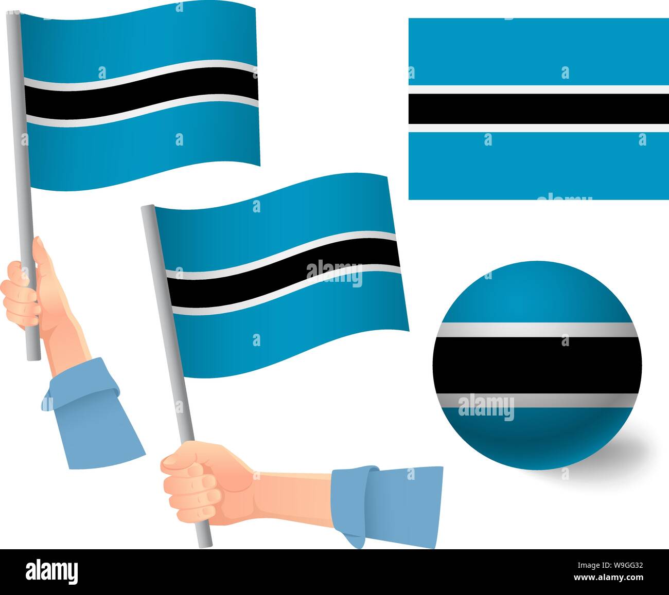 Botswana flag in hand set. Ball flag. National flag of Botswana vector illustration Stock Vector ...