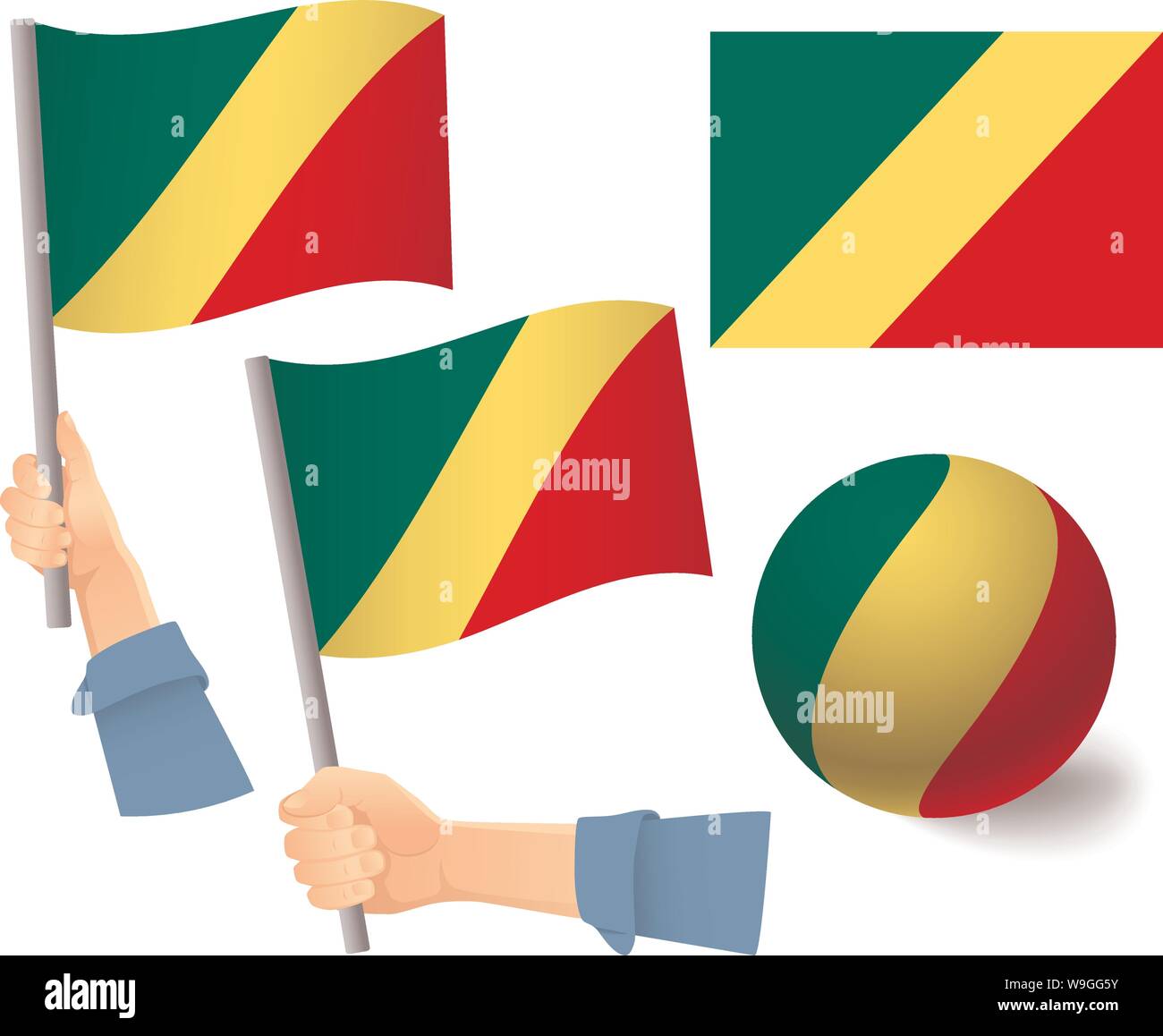 Congo flag in hand set. Ball flag. National flag of Congo vector ...