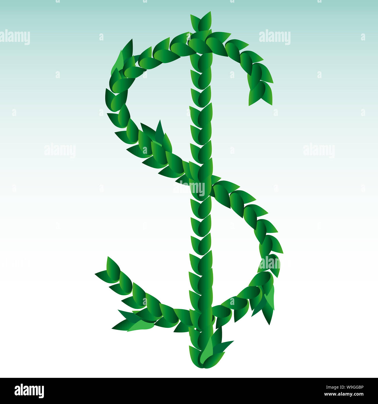 Green leaves laid out in the form of the international graphic ...