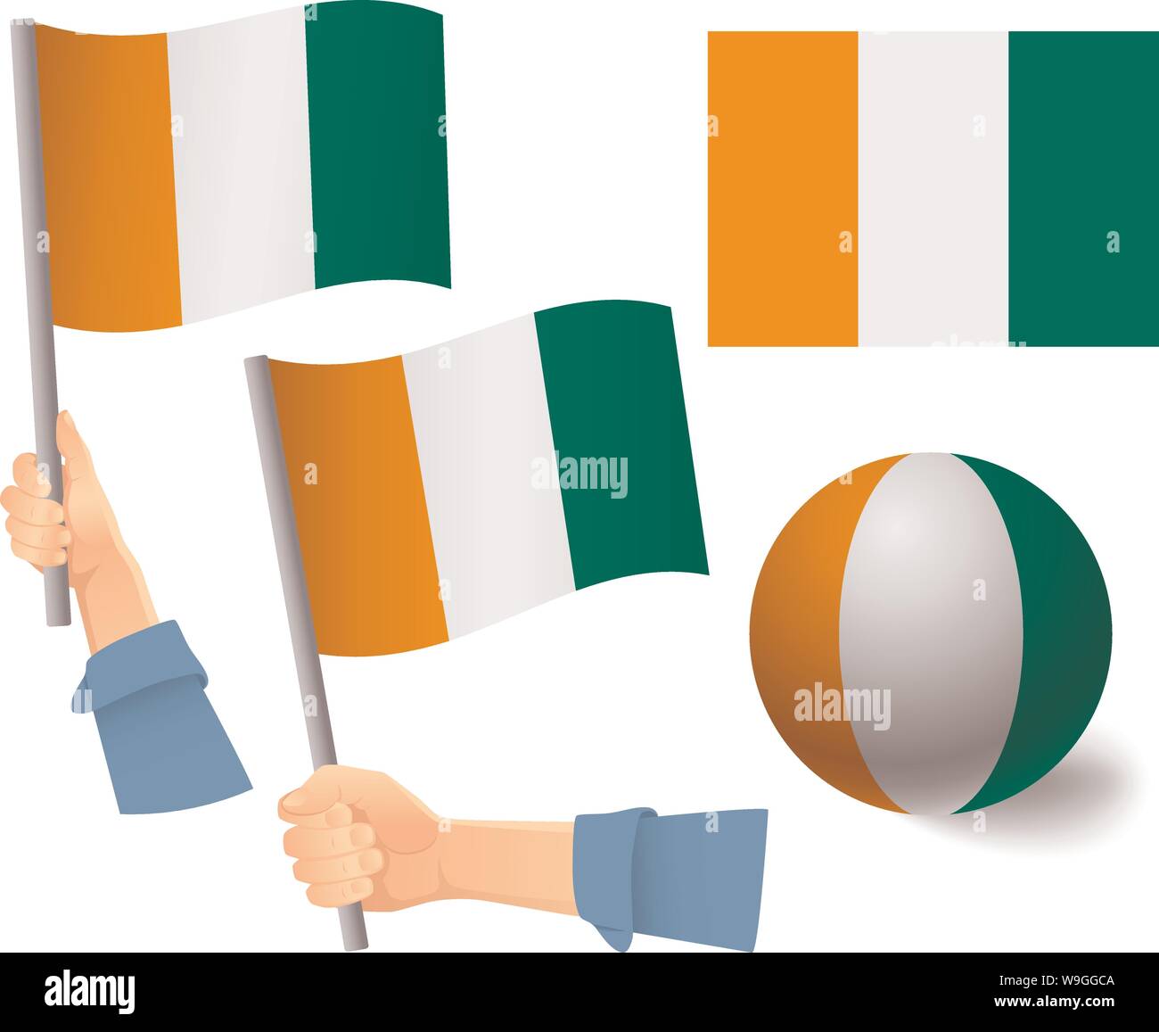 Cote Divoire Ivory Coast Flag In Hand Set Ball Flag National Flag