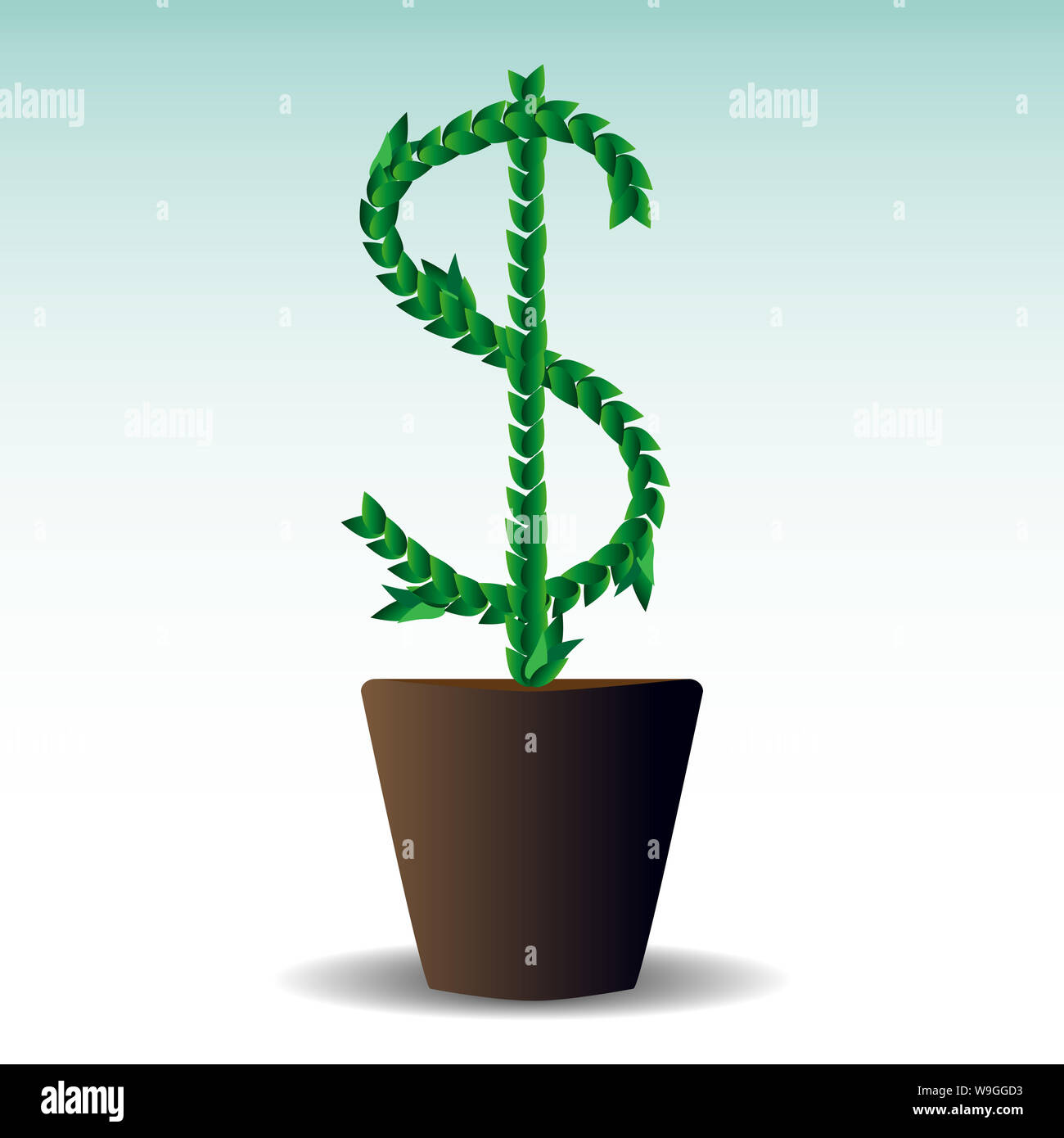 Green leaves are laid out in the form of an international graphic ...