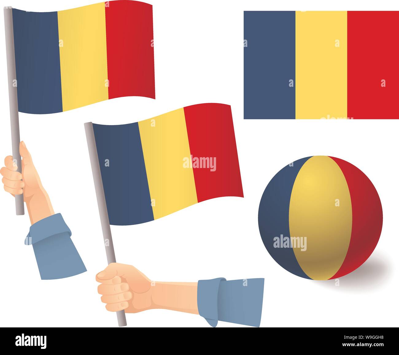 Chad flag in hand set. Ball flag. National flag of Chad vector ...