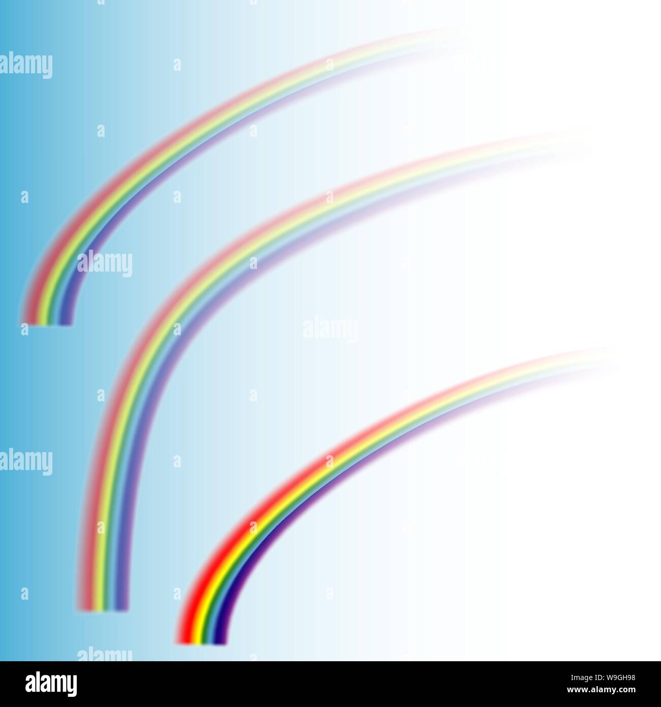 Three rainbows disappearing in the sky, on a transparent background ...