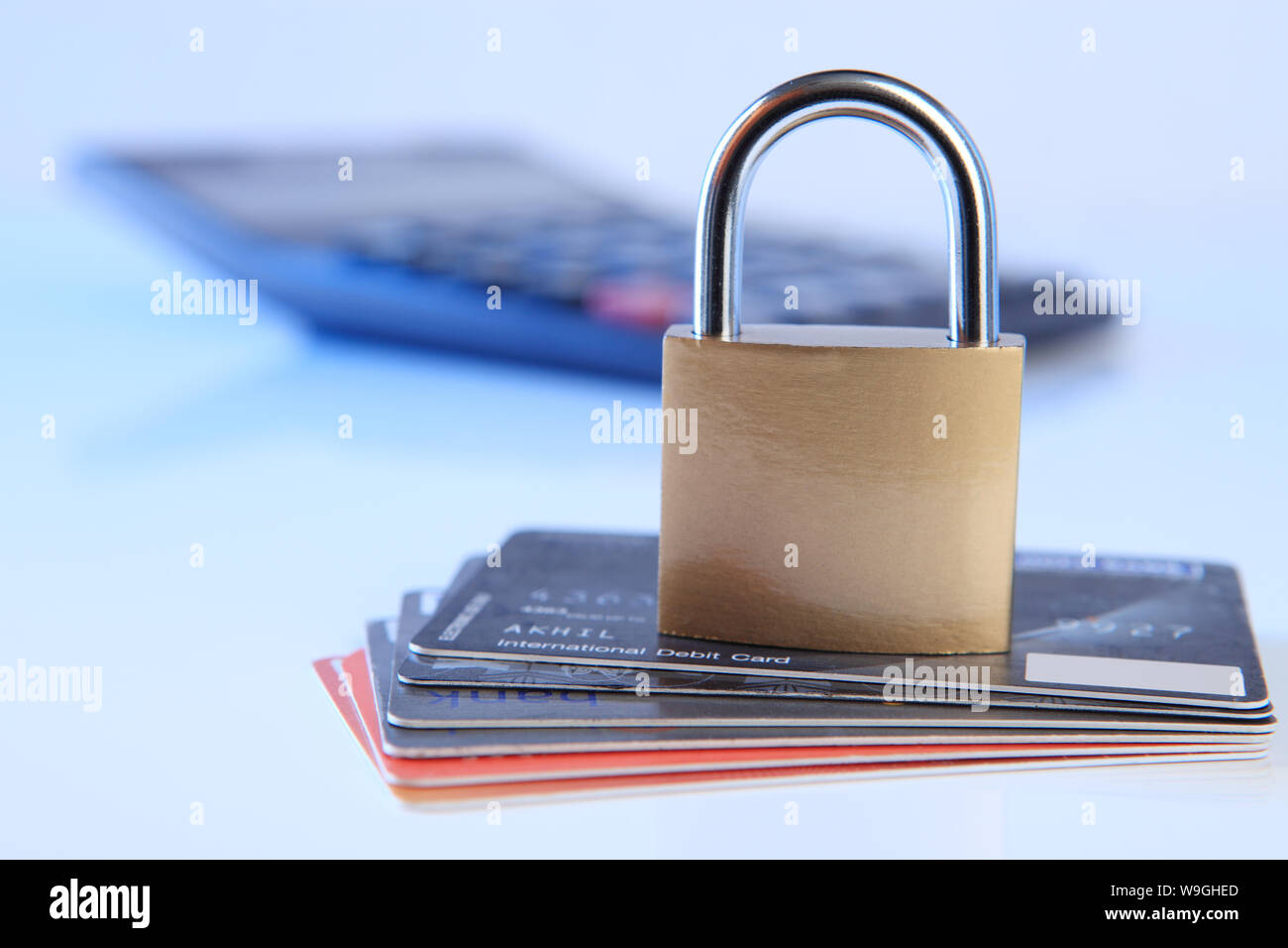 Credit cards with padlock Stock Photo - Alamy