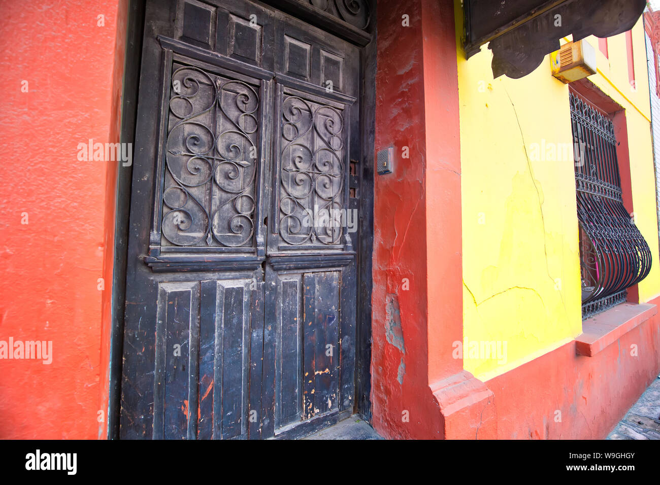 Monterrey, colorful historic buildings in the center of the old city ...