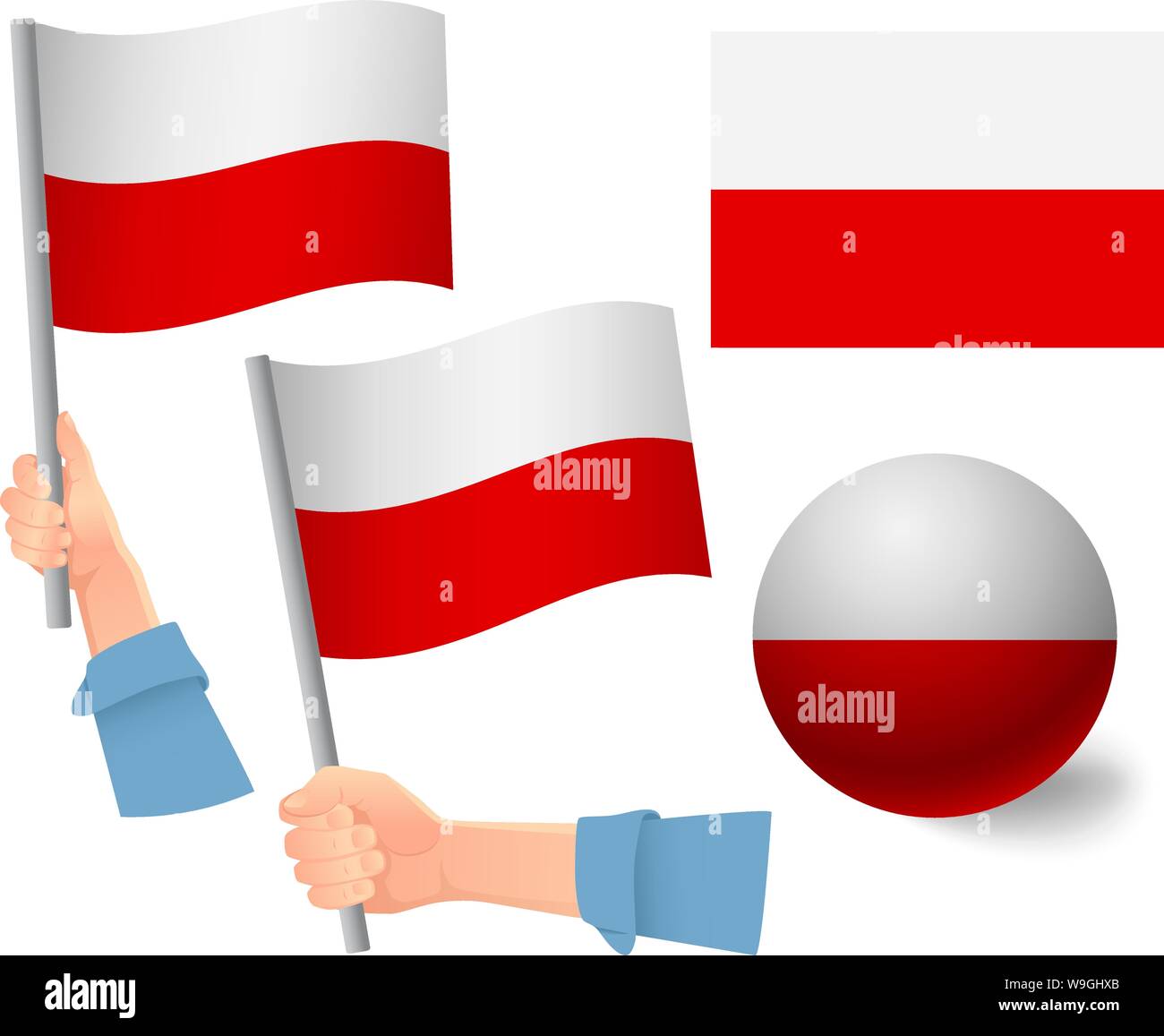 Poland flag in hand set. Ball flag. National flag of Poland vector ...