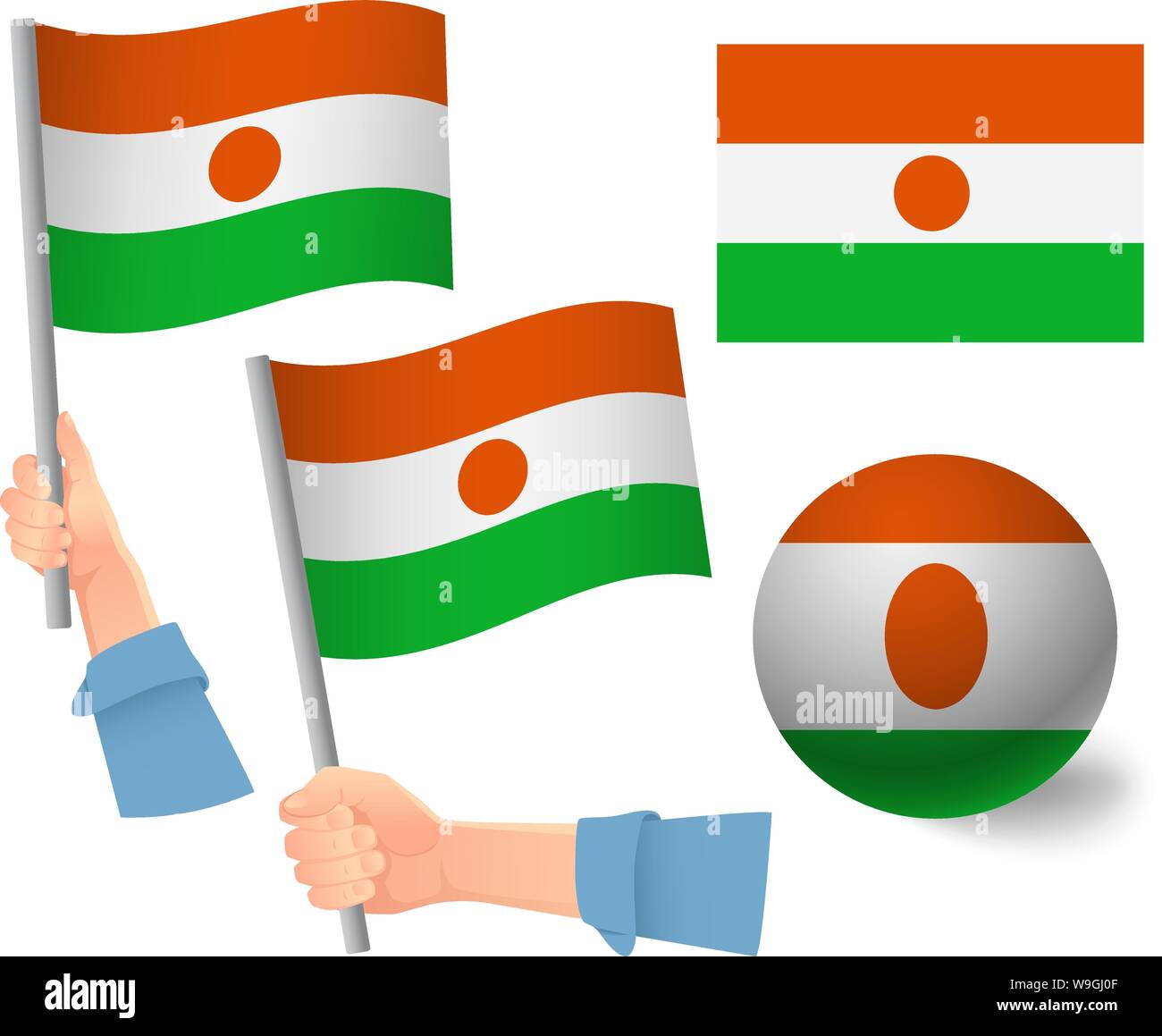 Niger flag in hand set. Ball flag. National flag of Niger vector ...