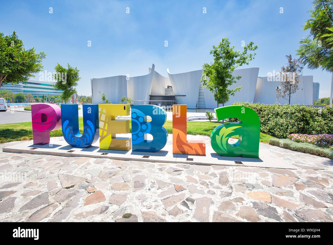 Big letters welcome sign in Puebla, Mexico Stock Photo - Alamy