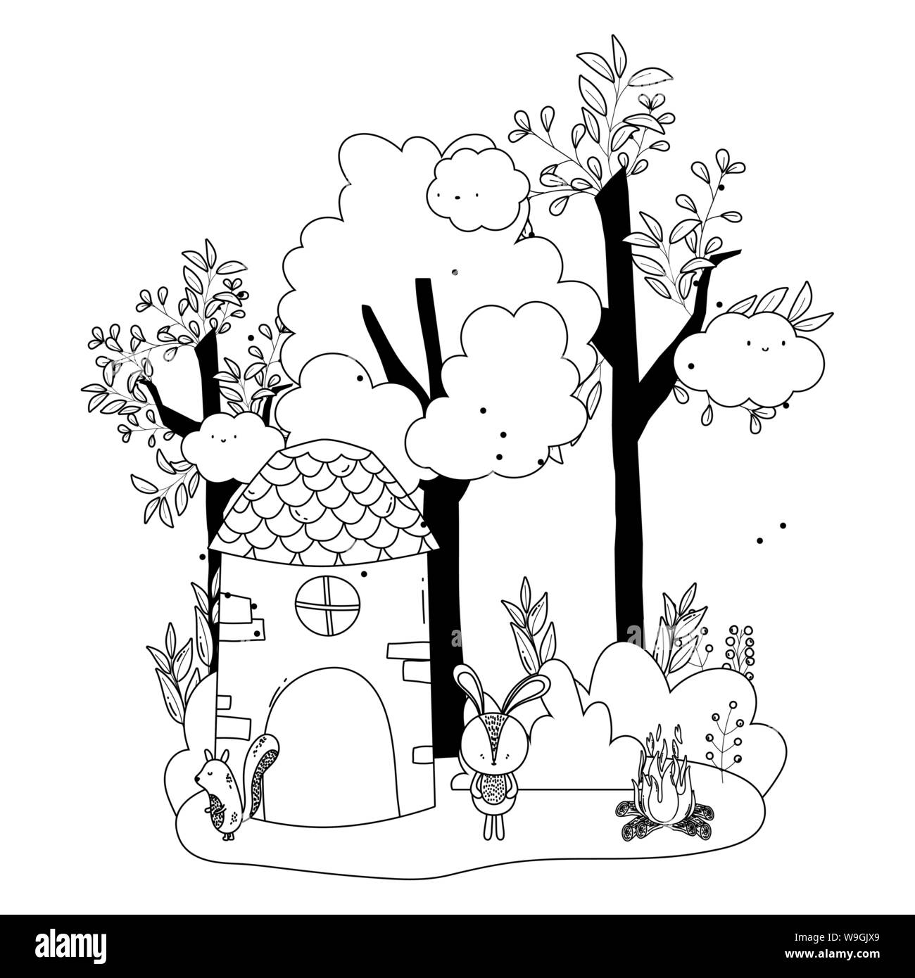 Rabbit and squirrel cartoon design, Animal cute zoo life nature and ...