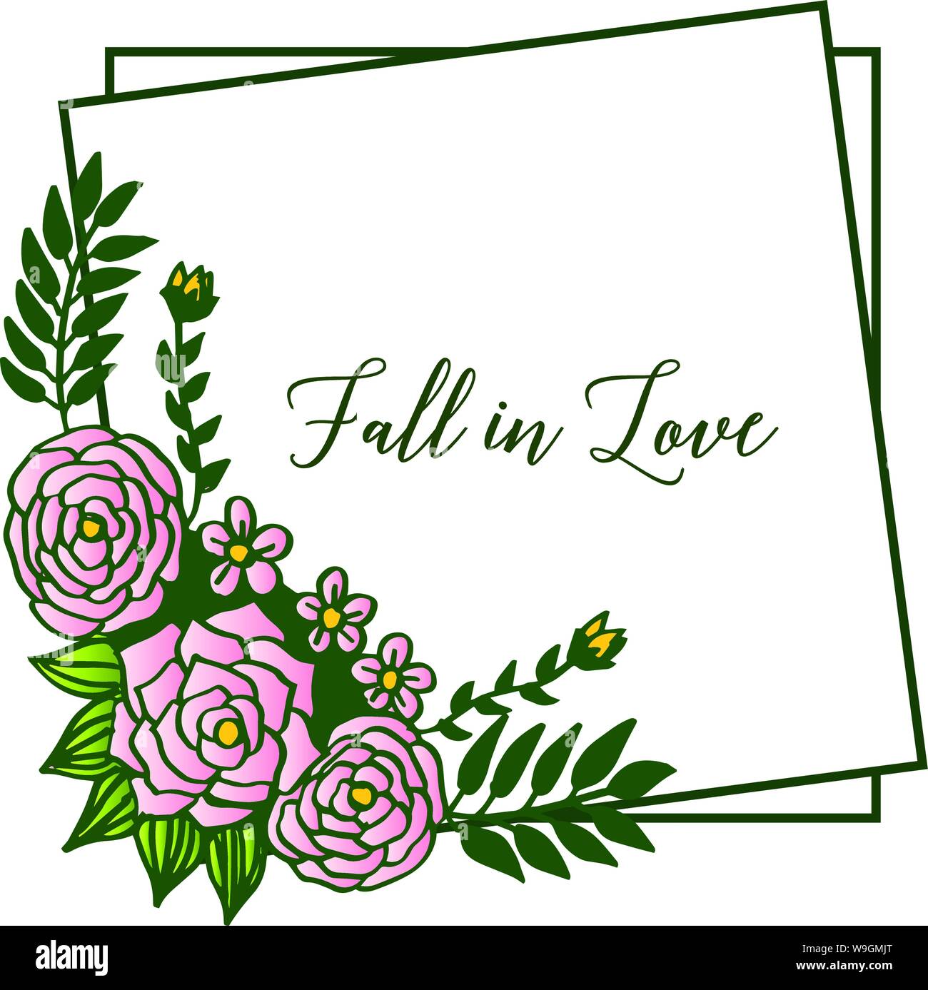Elegant design rose flower frame for text letter fall in love. Vector ...