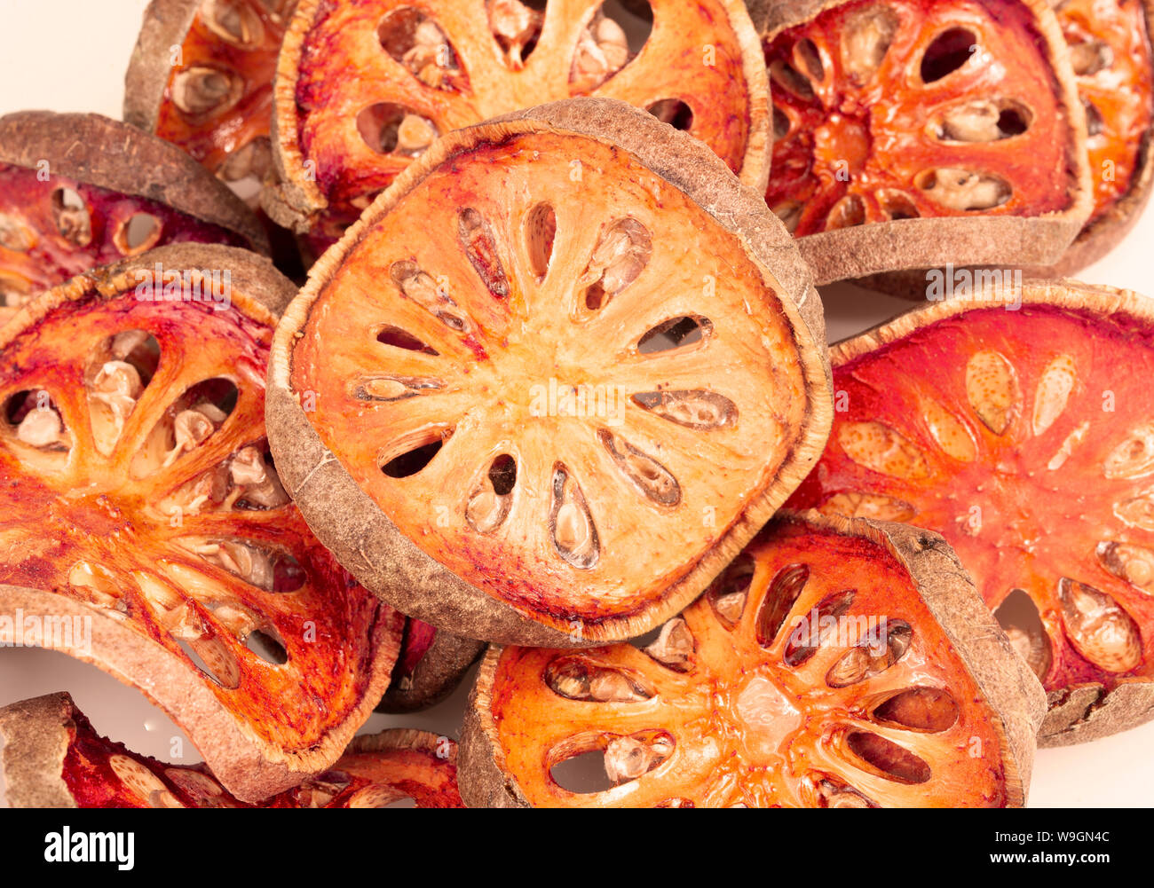Close up slices of dried bael fruit Stock Photo - Alamy