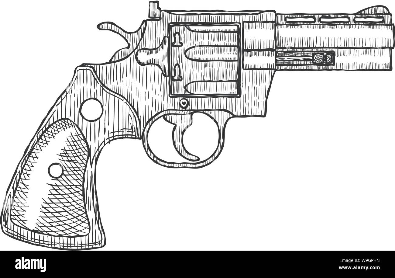 Pistol Revolver Drawing