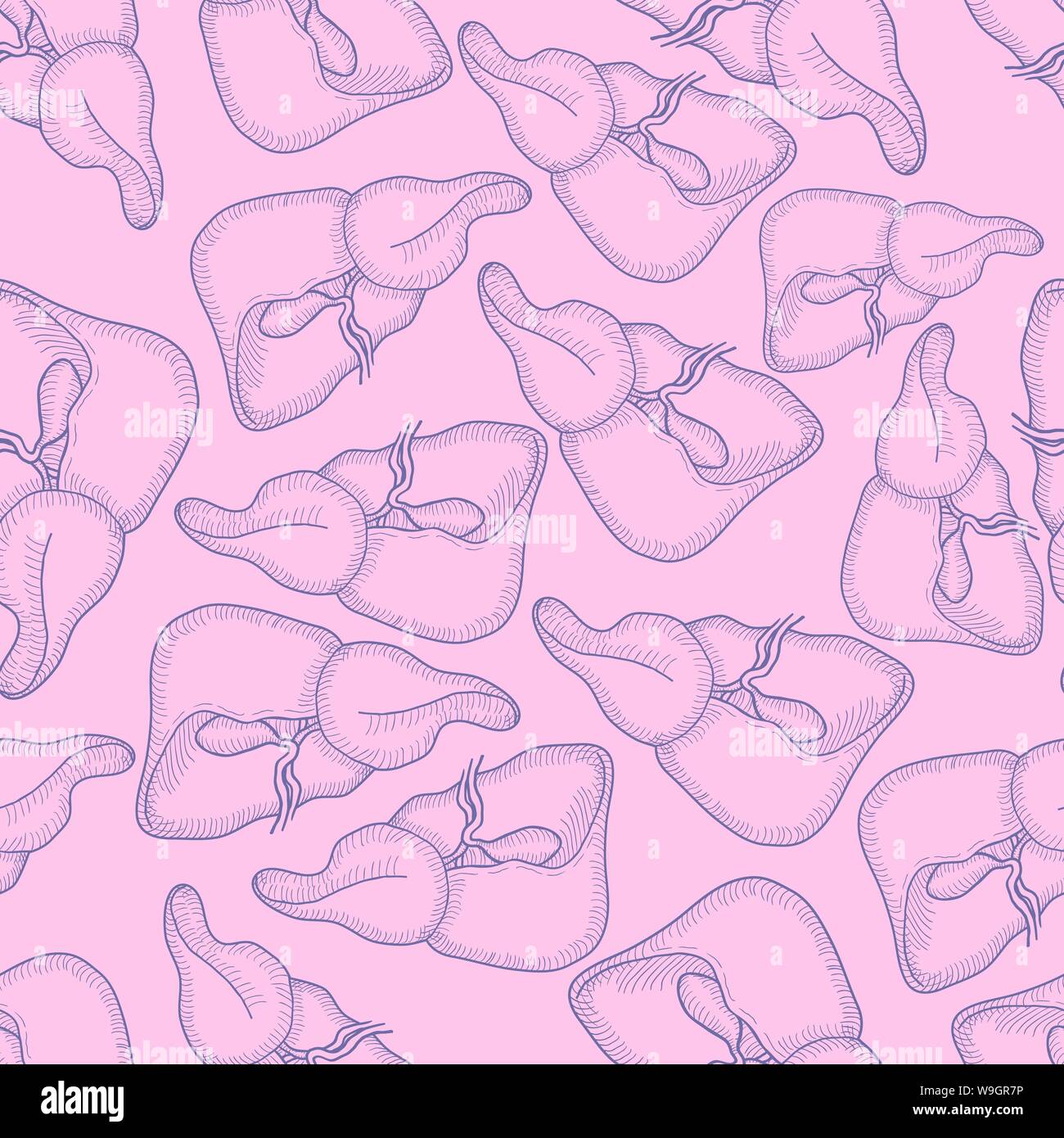 Sketch Ink Human liver, hand drawn seamless Pattern Background ...