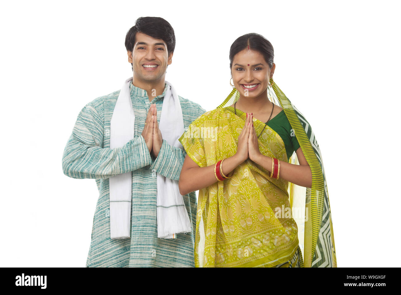 Indian woman joined hands welcome hi-res stock photography and images ...