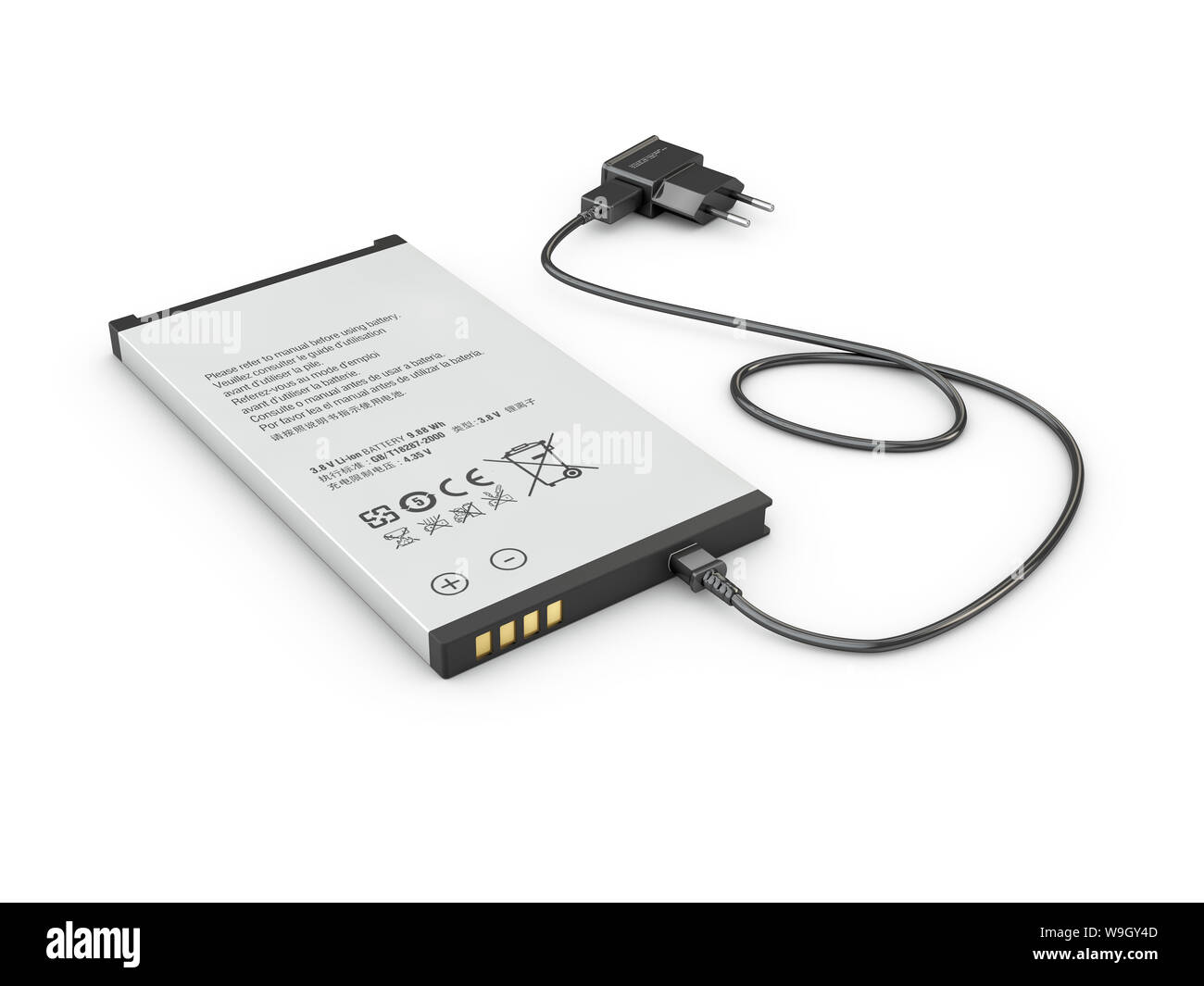 3d Illustration of mobile phone battery isolated white Stock Photo - Alamy