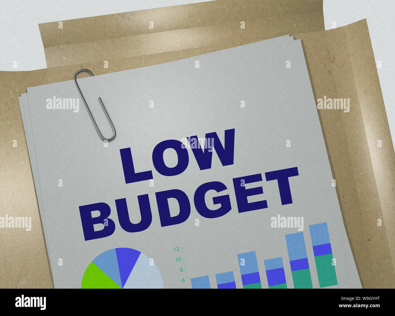 3D illustration of LOW BUDGET title on business document Stock Photo ...