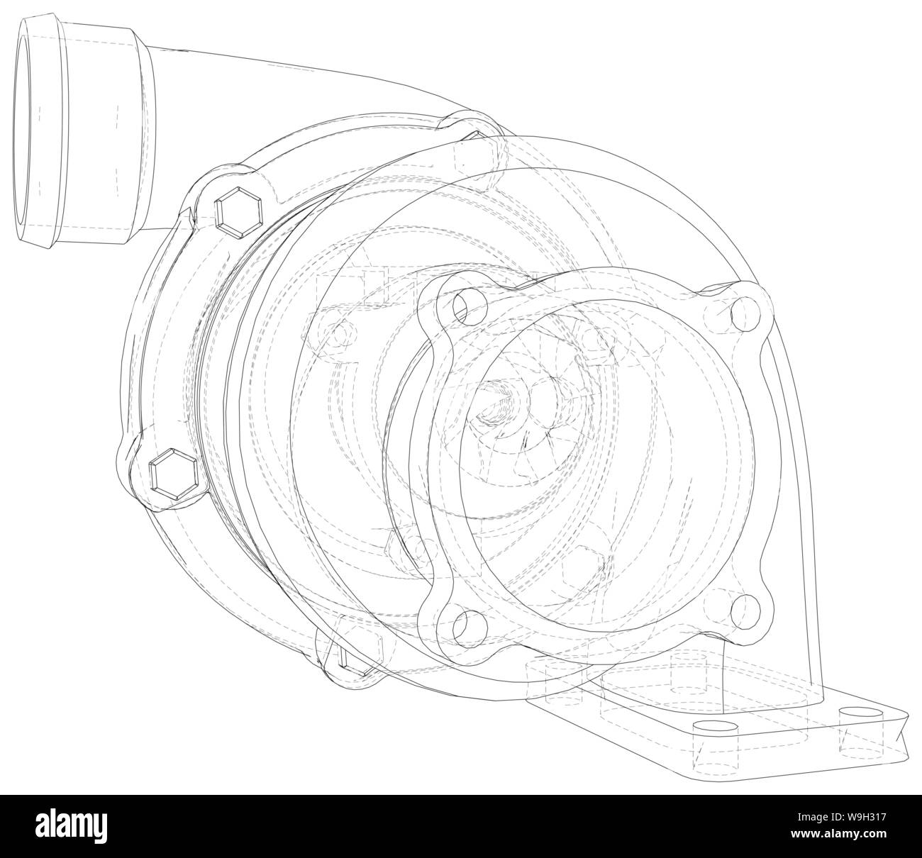 Isolated illustration of car turbocharger on white background ...
