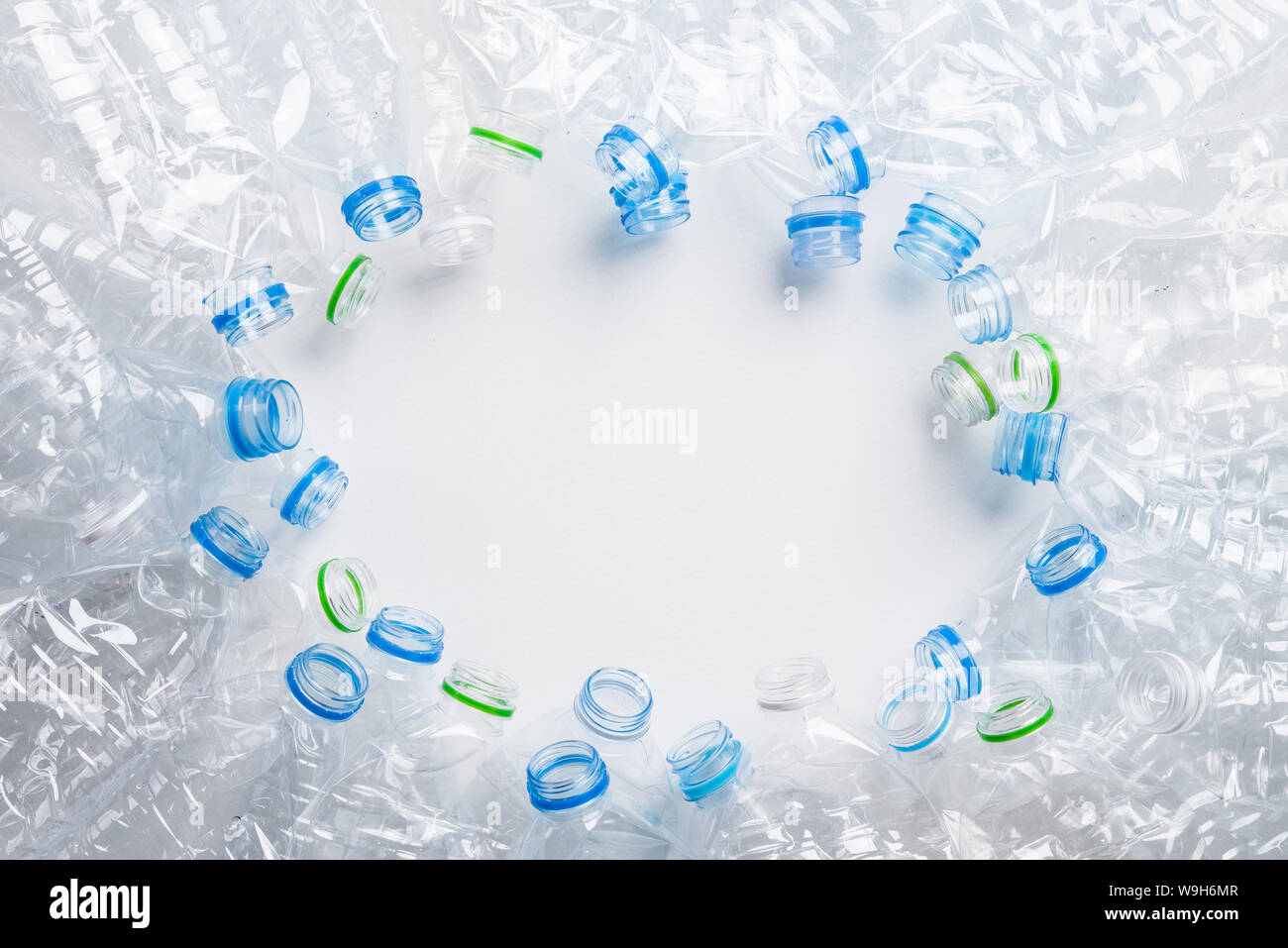 Frame of used plastic bottles background. Recycle concept Stock Photo ...