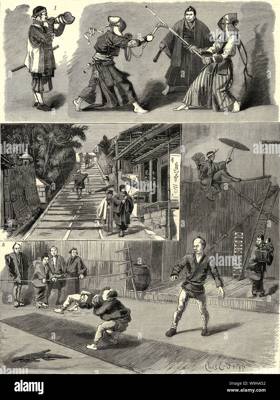 [ 1880s Japan - Daily Japanese Scenes ] — Illustrations of daily scenes ...