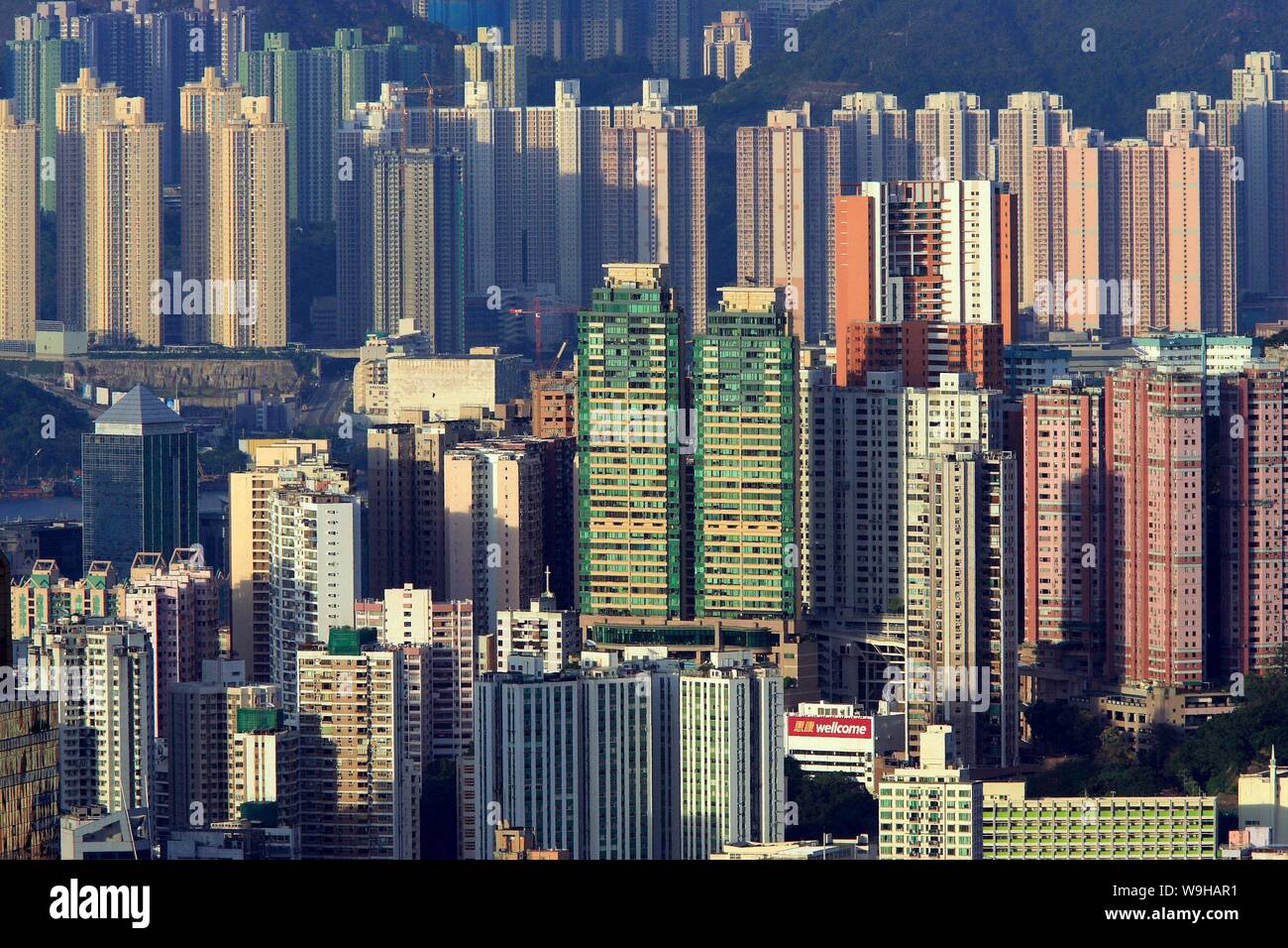 View of crowds of residential apartment buildings in Hong Kong 23 June ...