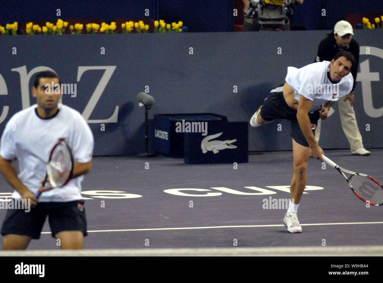 Jonathan Erlich, right, and Andy Ram, left, of Israel compete against ...