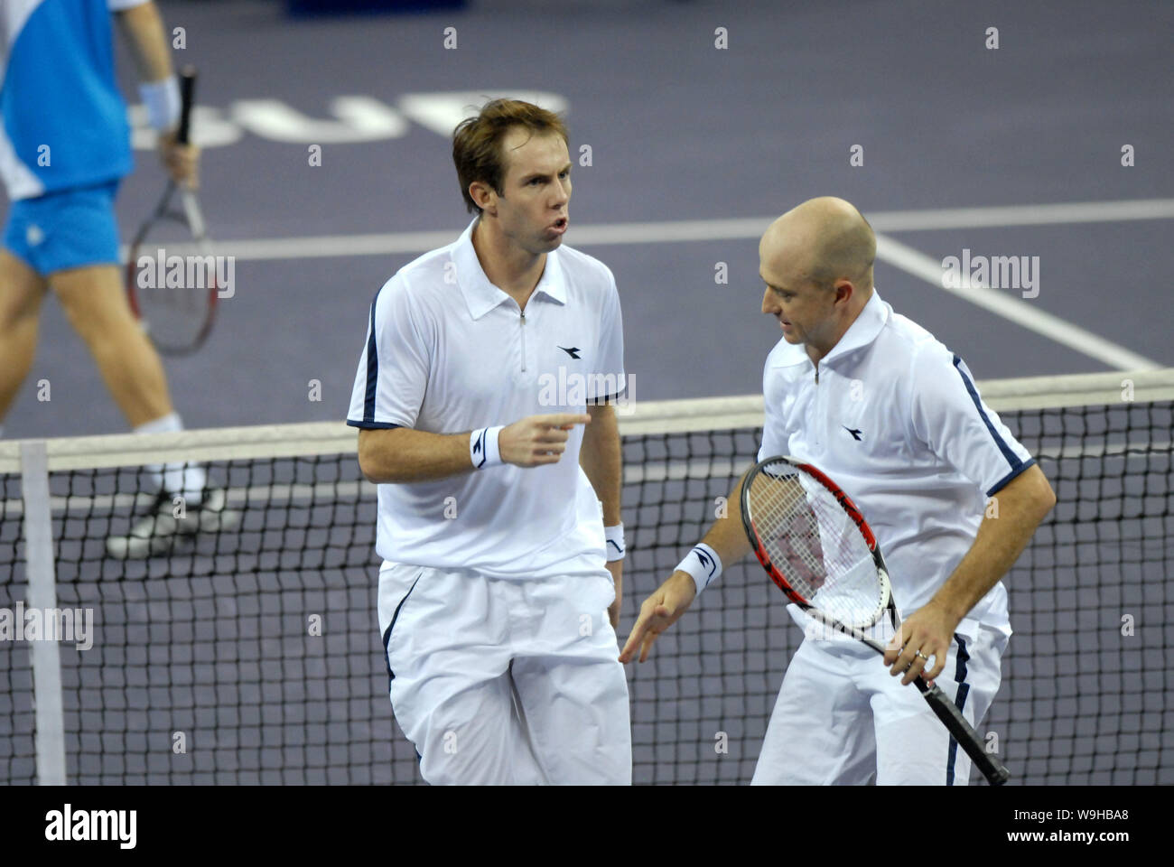 Paul Hanley of Australia, left, and Kevin Ullyett of Zimbabwe, right ...