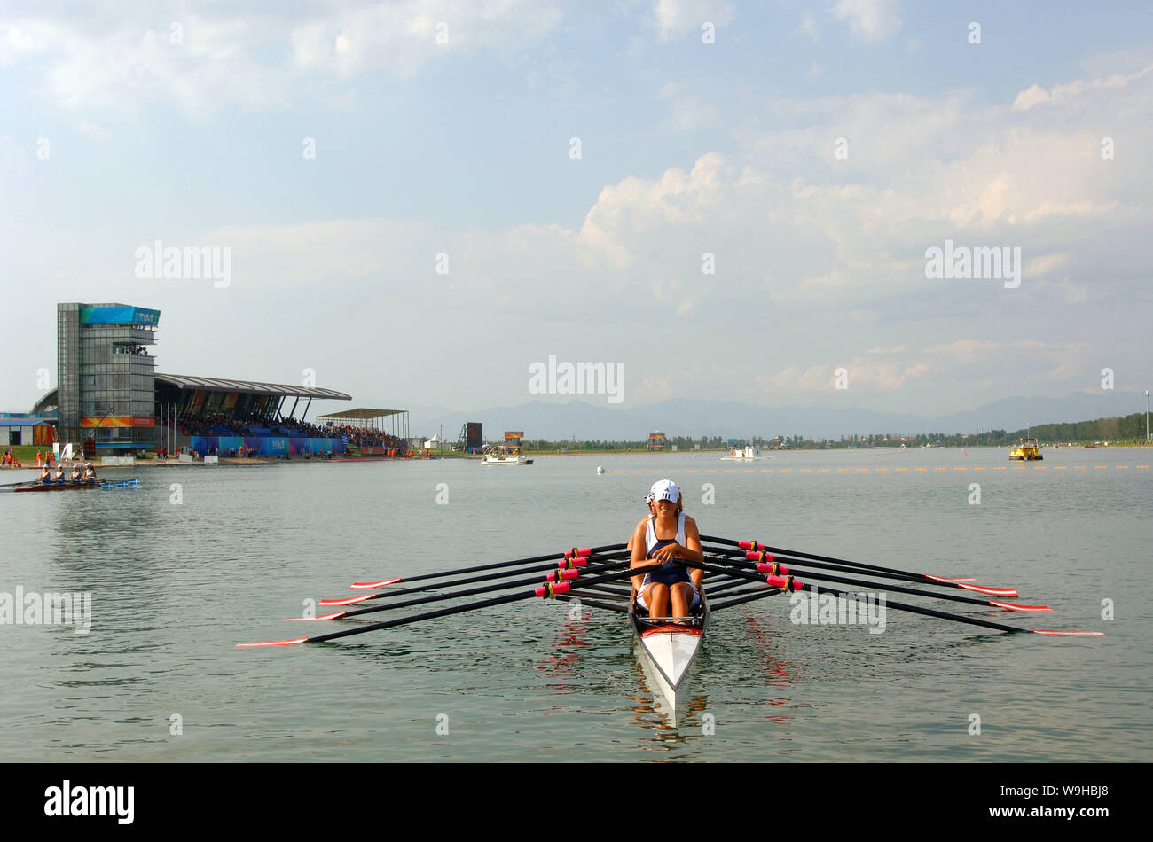 Contestants during a competition of 2007 FISA World Rowing Junior ...