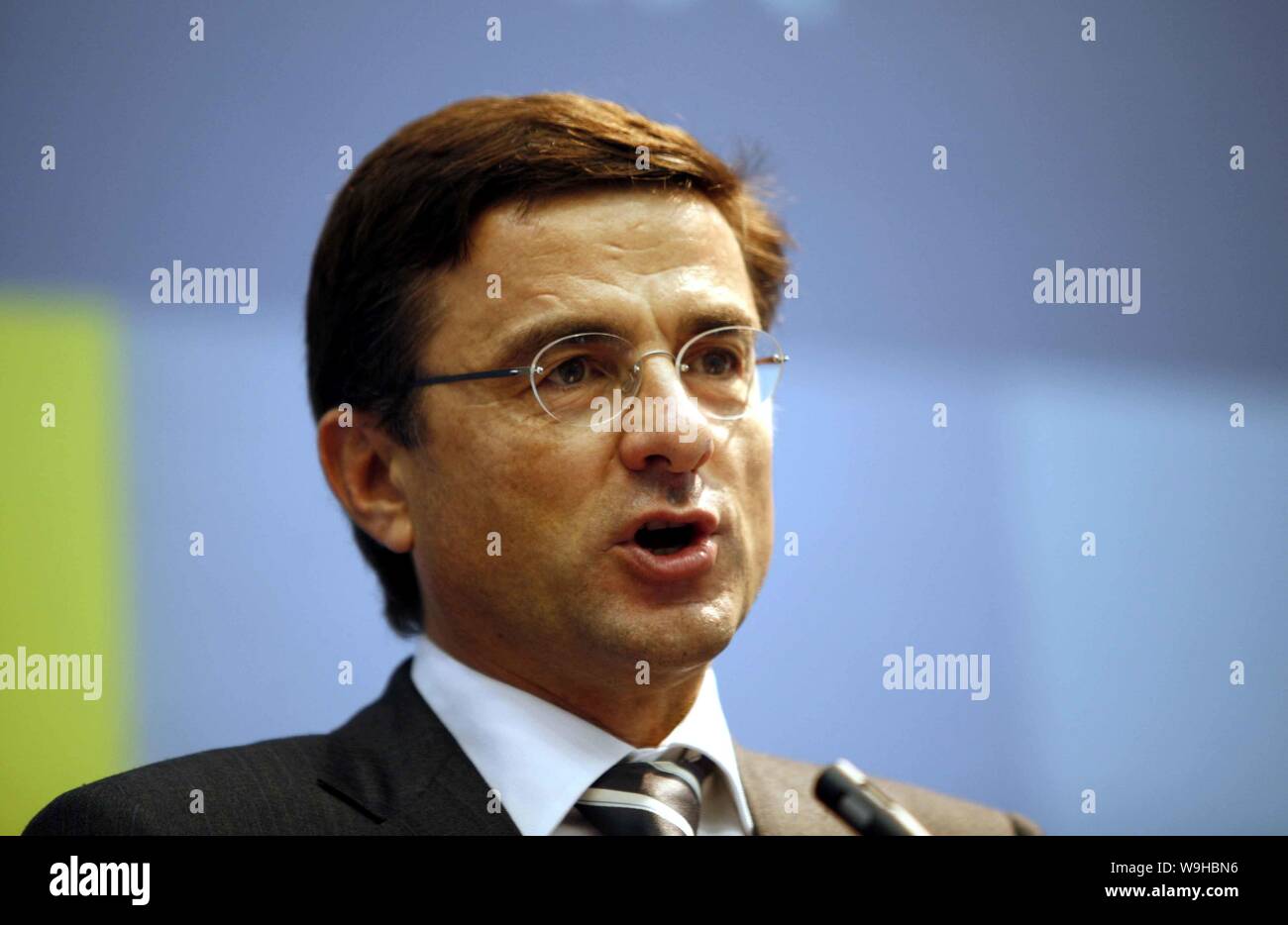 Dr. Hans-Peter Sollinger, President of Voith Paper, speaks during the ...