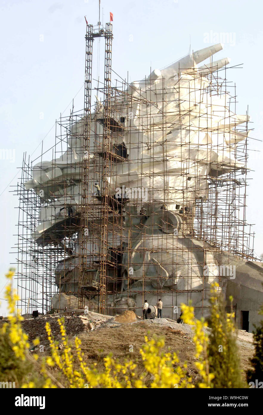 A general view shows the head of a 21km-long concrete dragon under ...