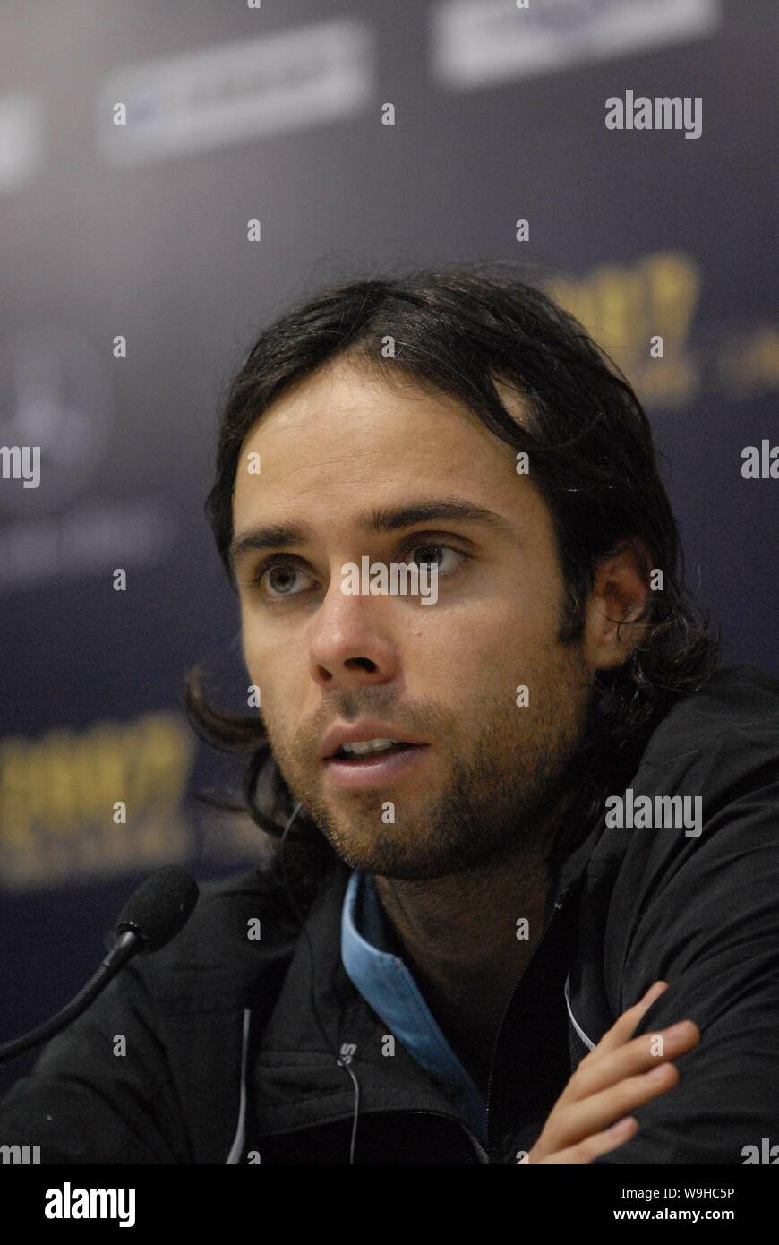 Fernando Gonzalez of Chile during a press conference after he defeated ...