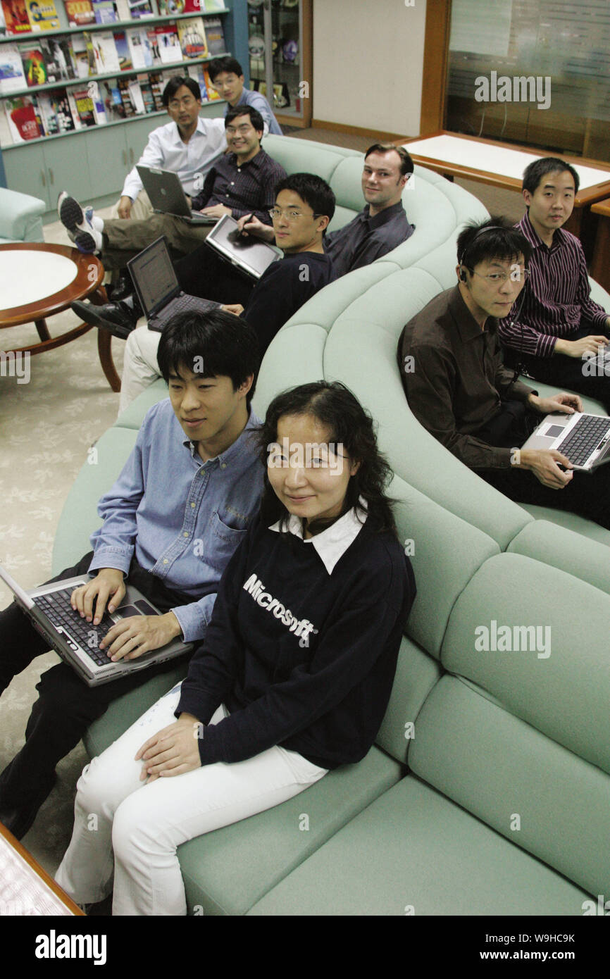 Staffs in the office of Microsoft Research Asia in Beijing Stock Photo ...