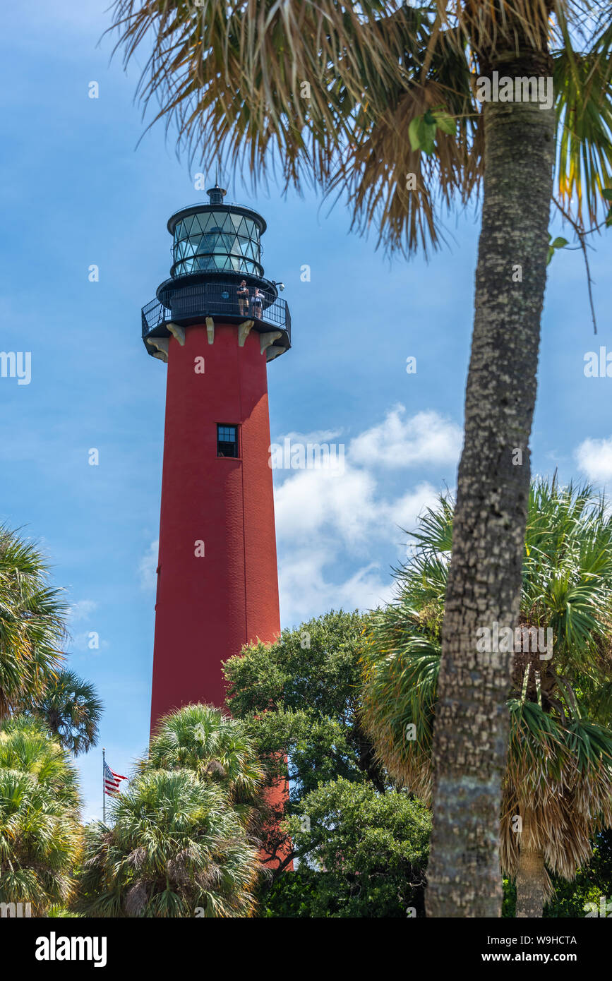 Jupiter Inlet Lighthouse, which opened in 1860, at Jupiter Inlet on the ...