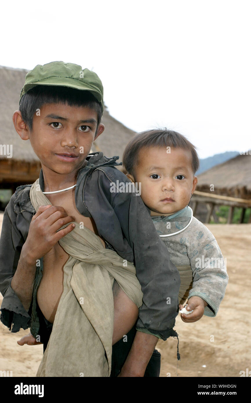 Chinese little kids in a poor village in rural area of southwest Chinas ...