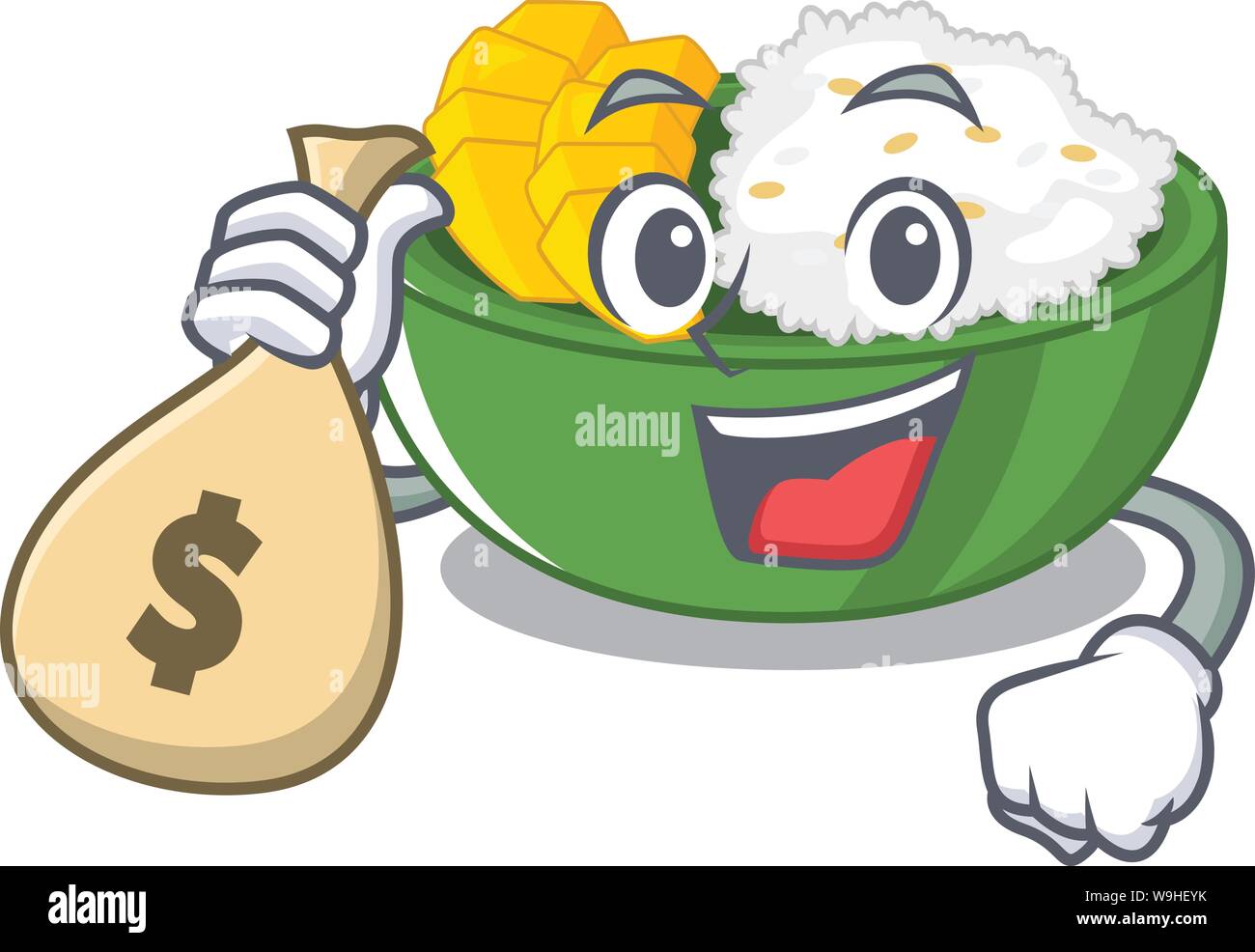 With money bag mango sticky rice isolated the character Stock Vector ...