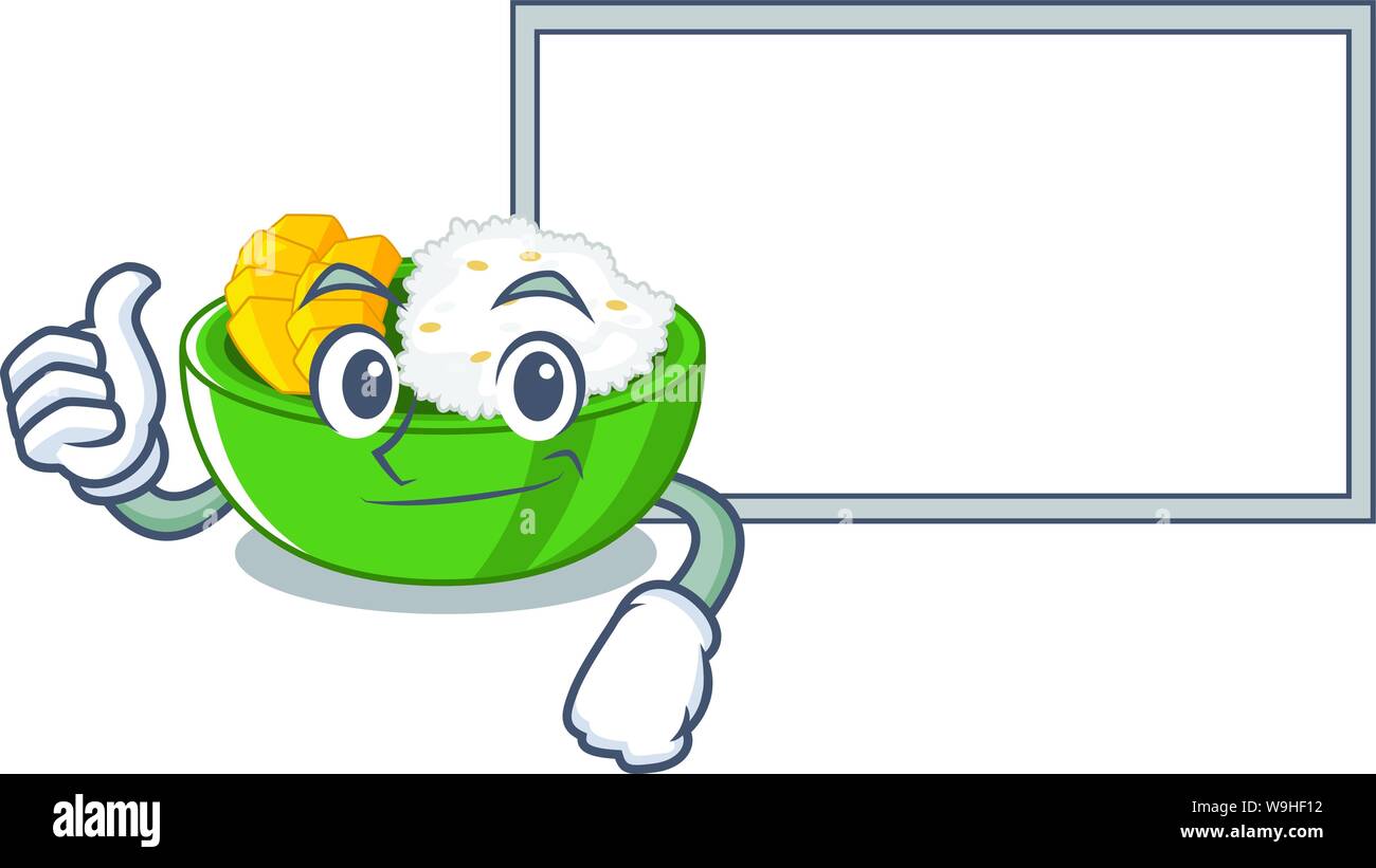 Thumbs up with board mango sticky rice isolated the character Stock ...