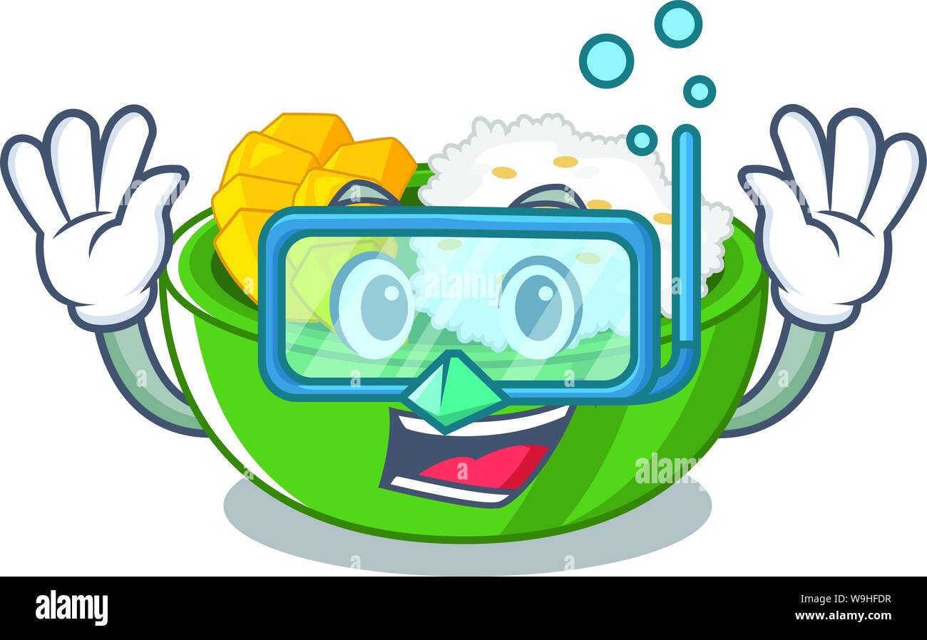 Diving mango sticky rice in cartoon plate Stock Vector Image & Art - Alamy