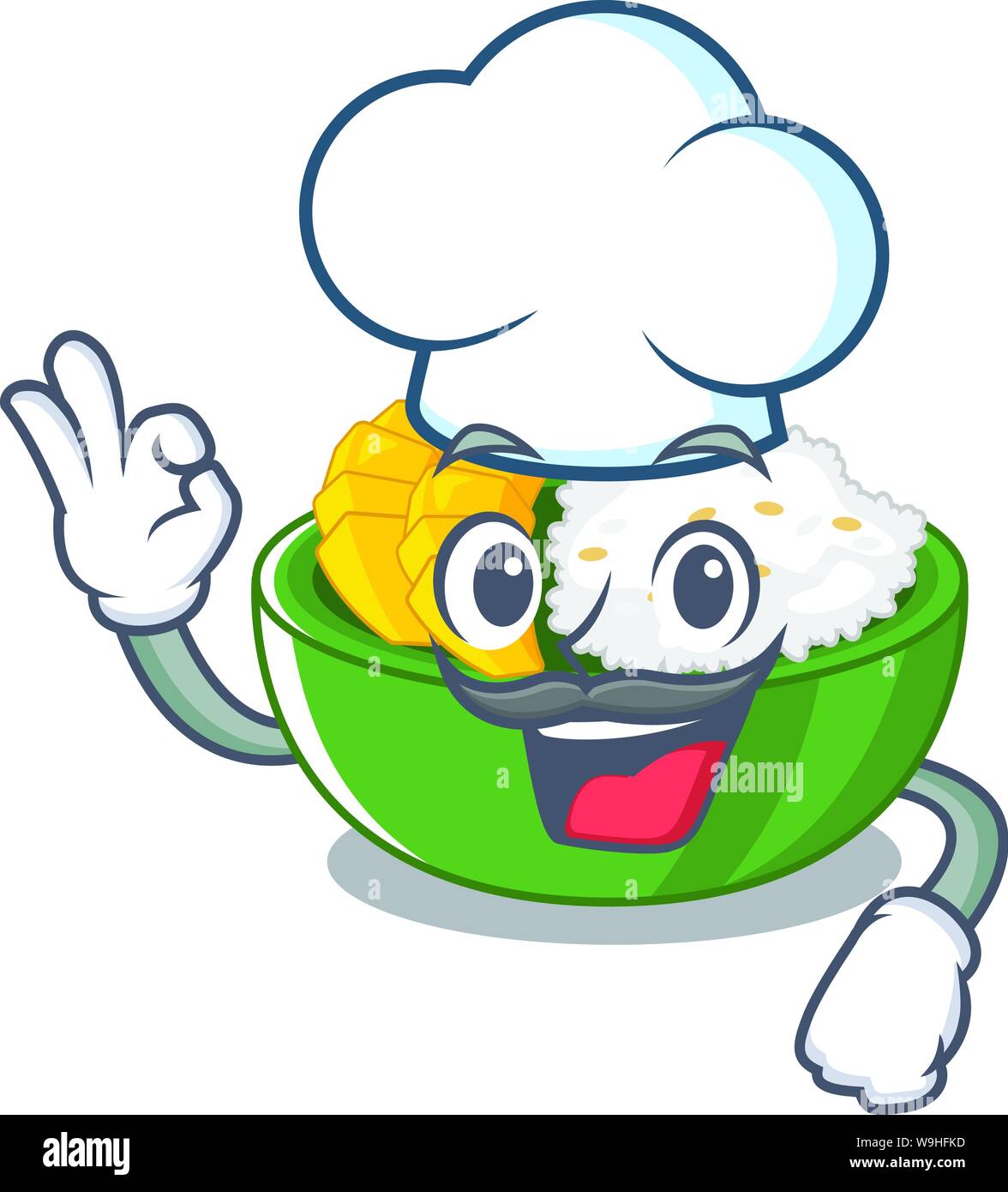 Chef mango sticky rice in cartoon plate Stock Vector Image & Art - Alamy