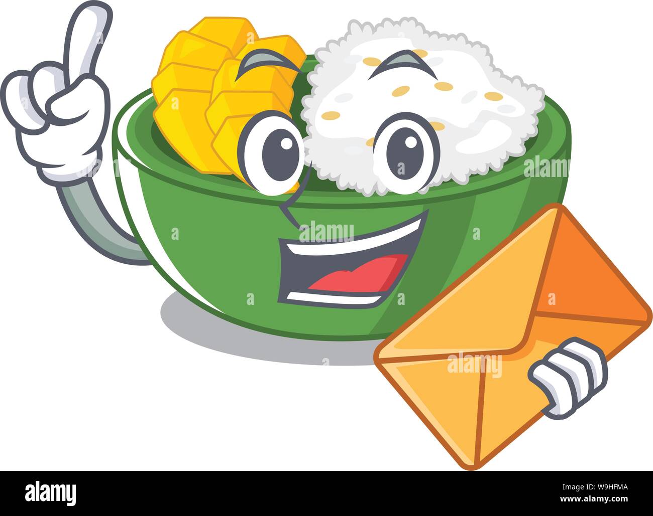 With envelope mango sticky rice in cartoon plate Stock Vector Image ...