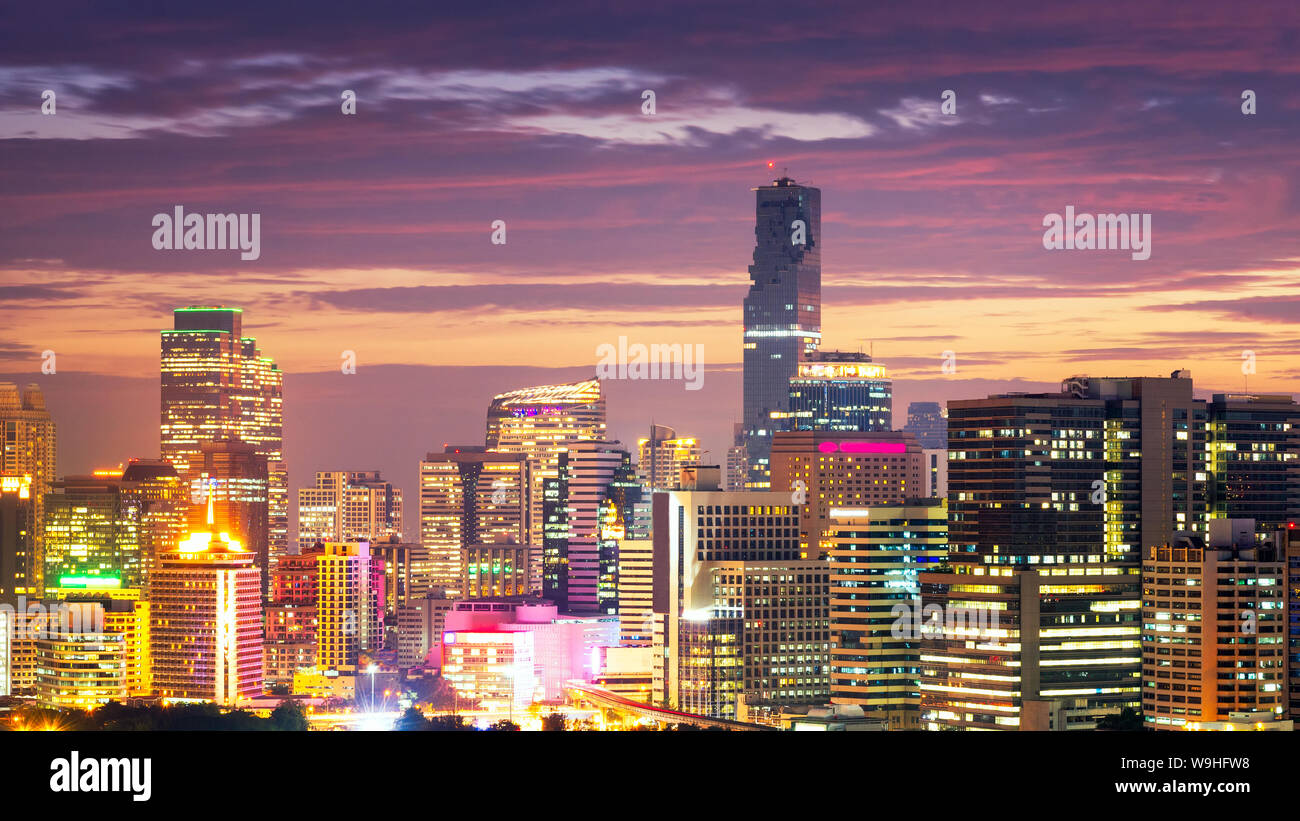 Cityscape view of modern office business building in business zone at ...