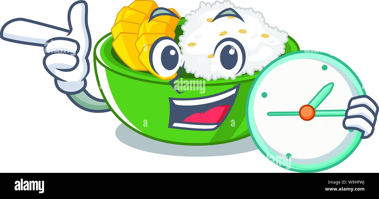 With clock mango sticky rice in cartoon plate Stock Vector Image & Art ...