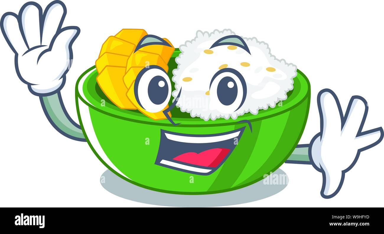 Waving mango sticky rice in cartoon plate Stock Vector Image & Art - Alamy