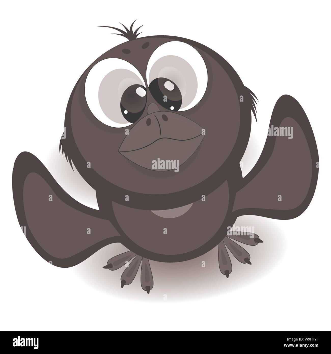 Cute little crow. cartoon vector illustration. cute little raven ...