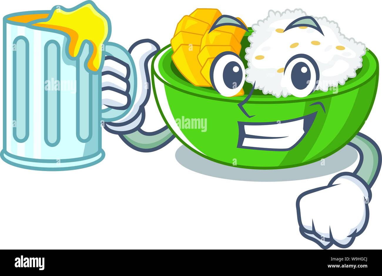 With juice mango sticky rice in the cartoon Stock Vector Image & Art ...