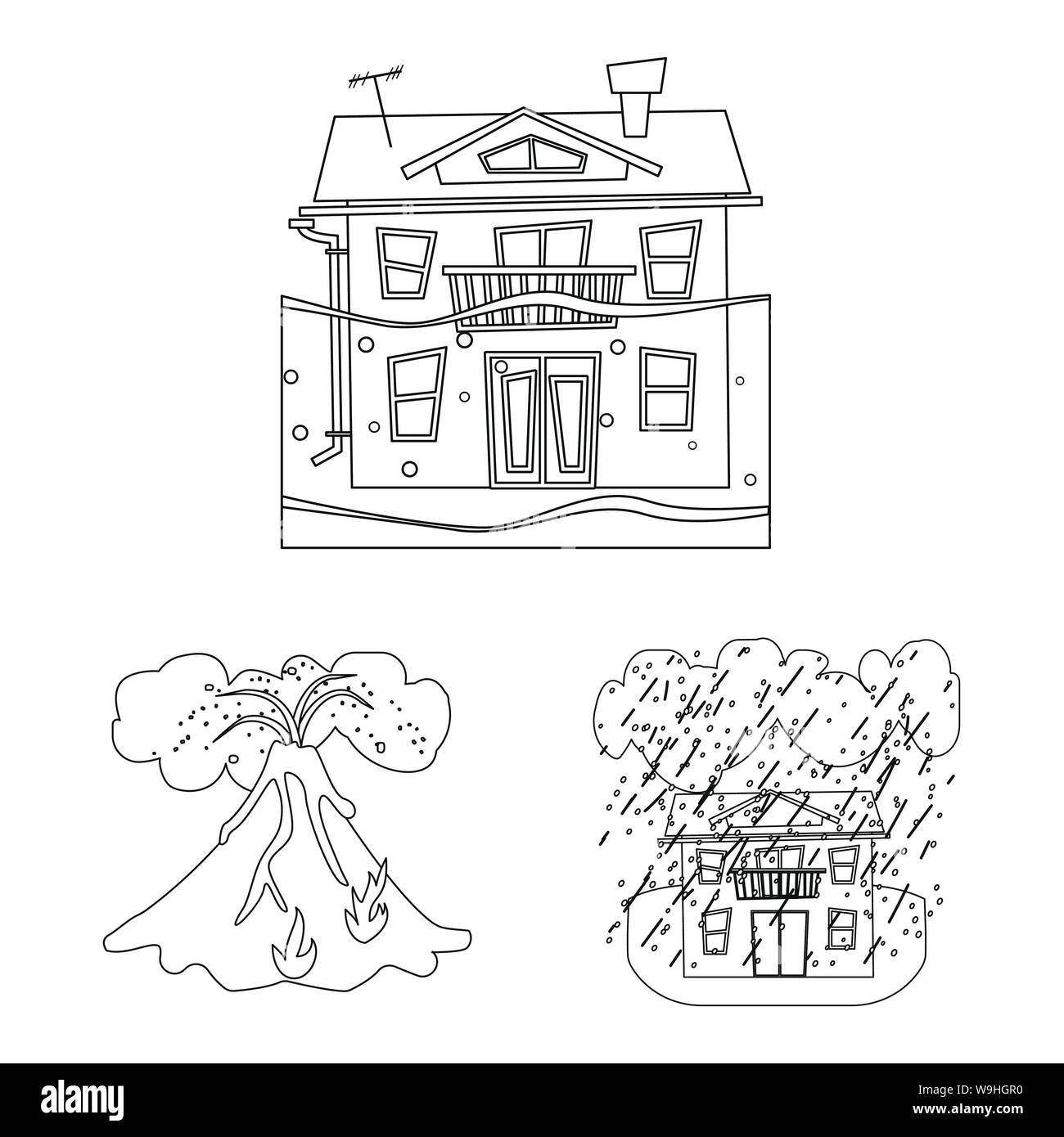 Vector illustration of cataclysm and disaster icon. Set of cataclysm ...
