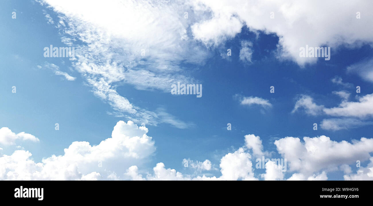 clear blue sky with white cloud background. Clearing day and Good ...